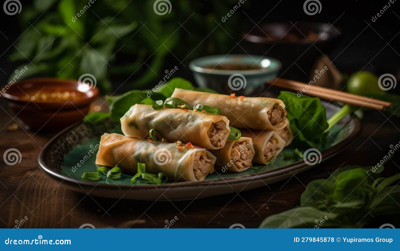Fresh Spring Roll Appetizer with Pork and Vegetables, Vietnamese ...