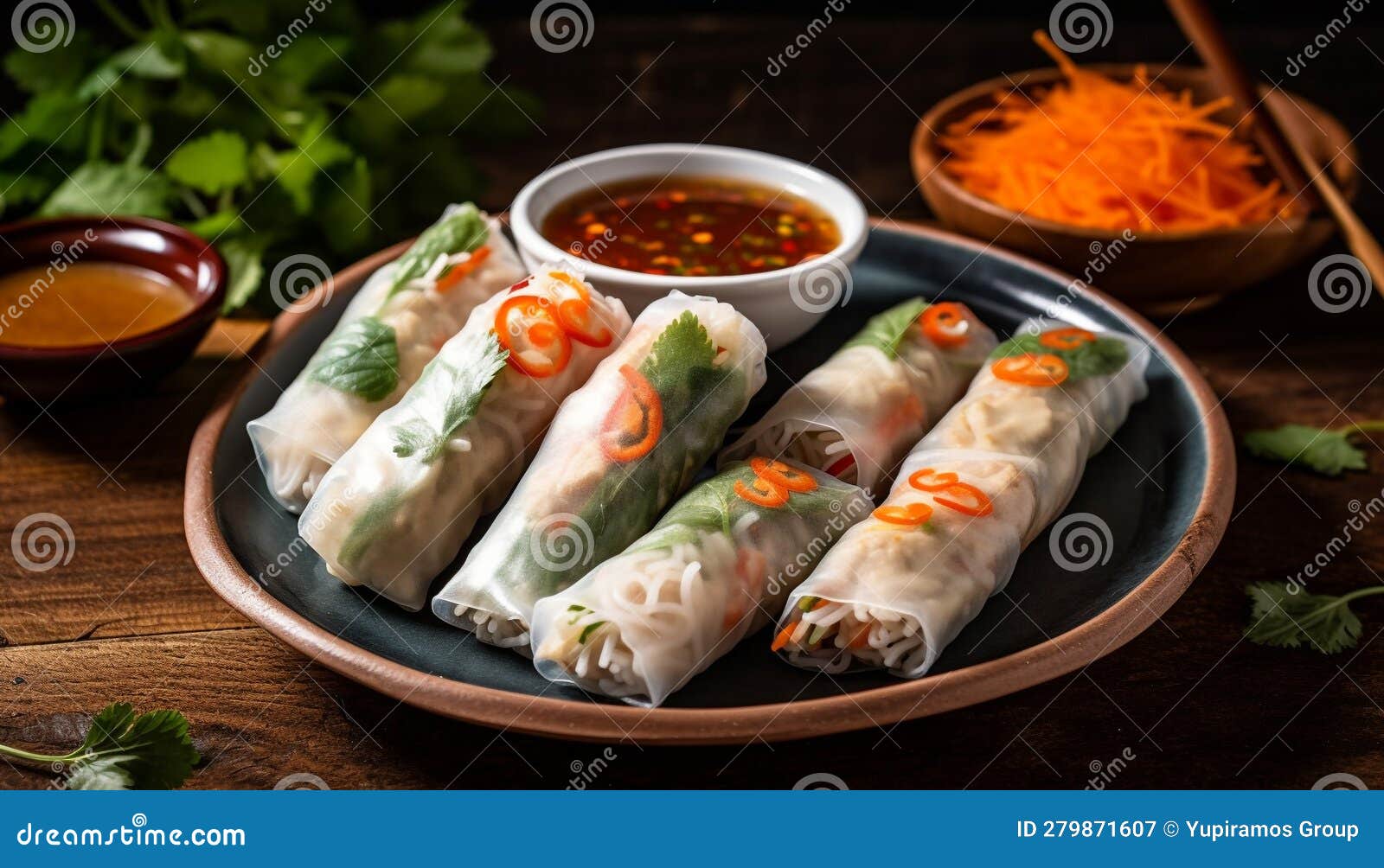 Fresh Spring Roll Appetizer with Pork and Vegetables, Vietnamese ...