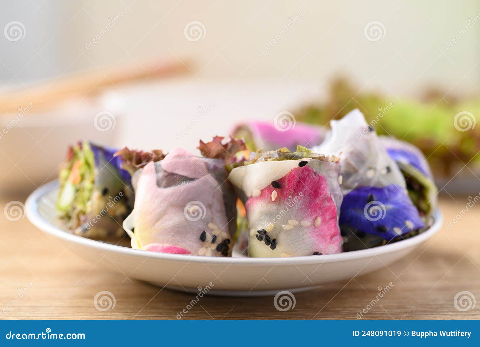 Fresh Spring Roll with Flower and Vegetable, Vegan Food Stock Image ...