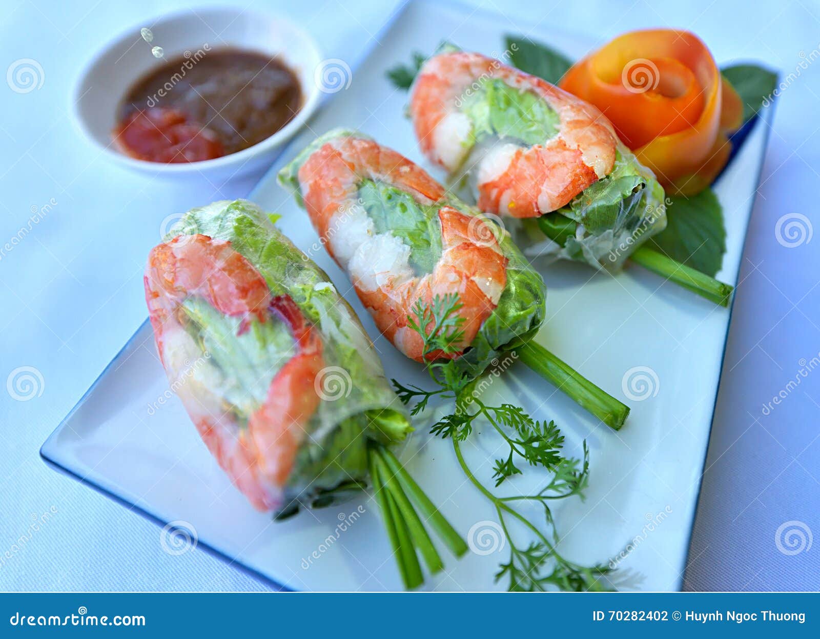 Fresh Spring Roll with Prawns Stock Photo - Image of asian, vegetable ...