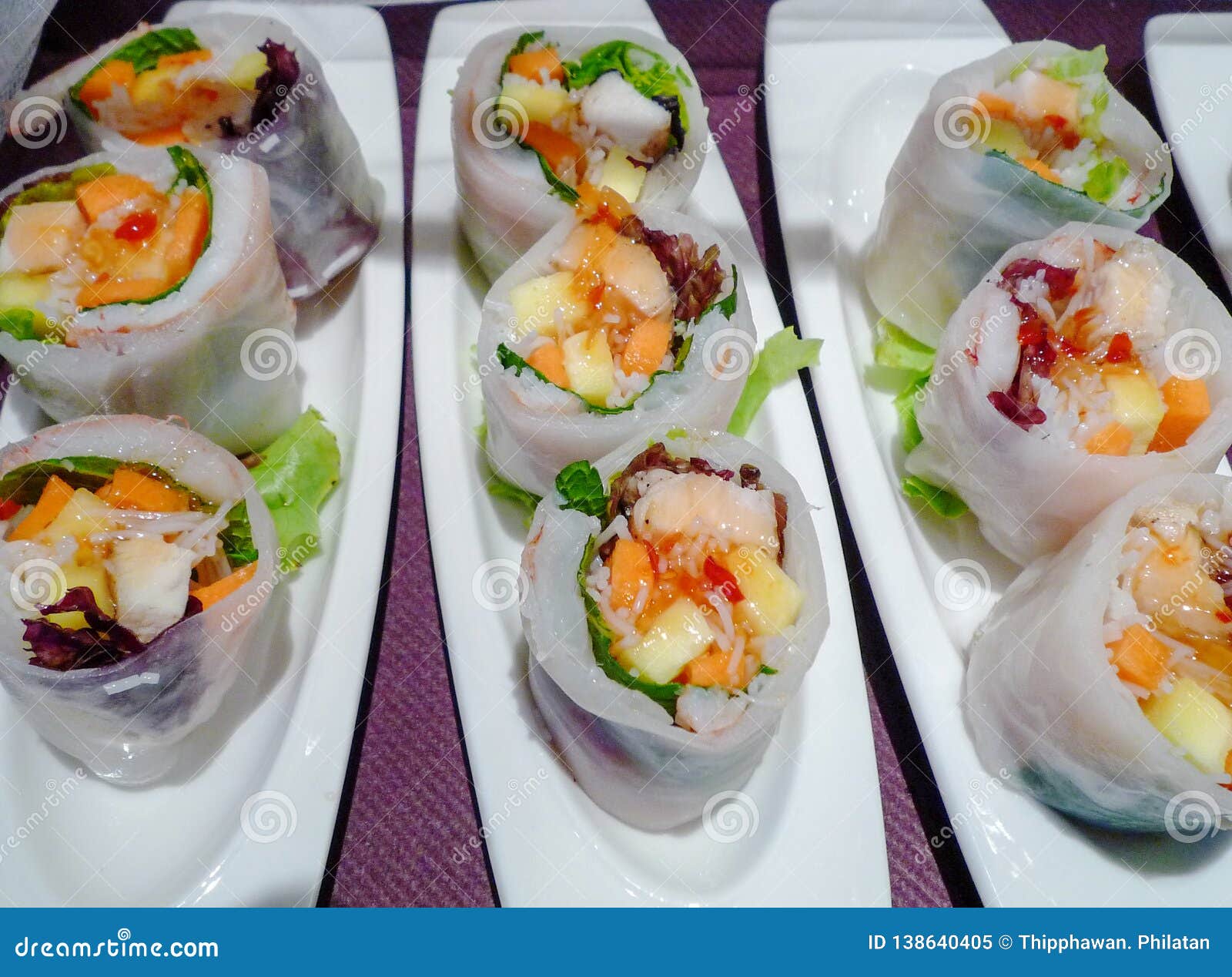 Fresh Spring Rolls Served for Catering Finger Food Stock Image - Image ...
