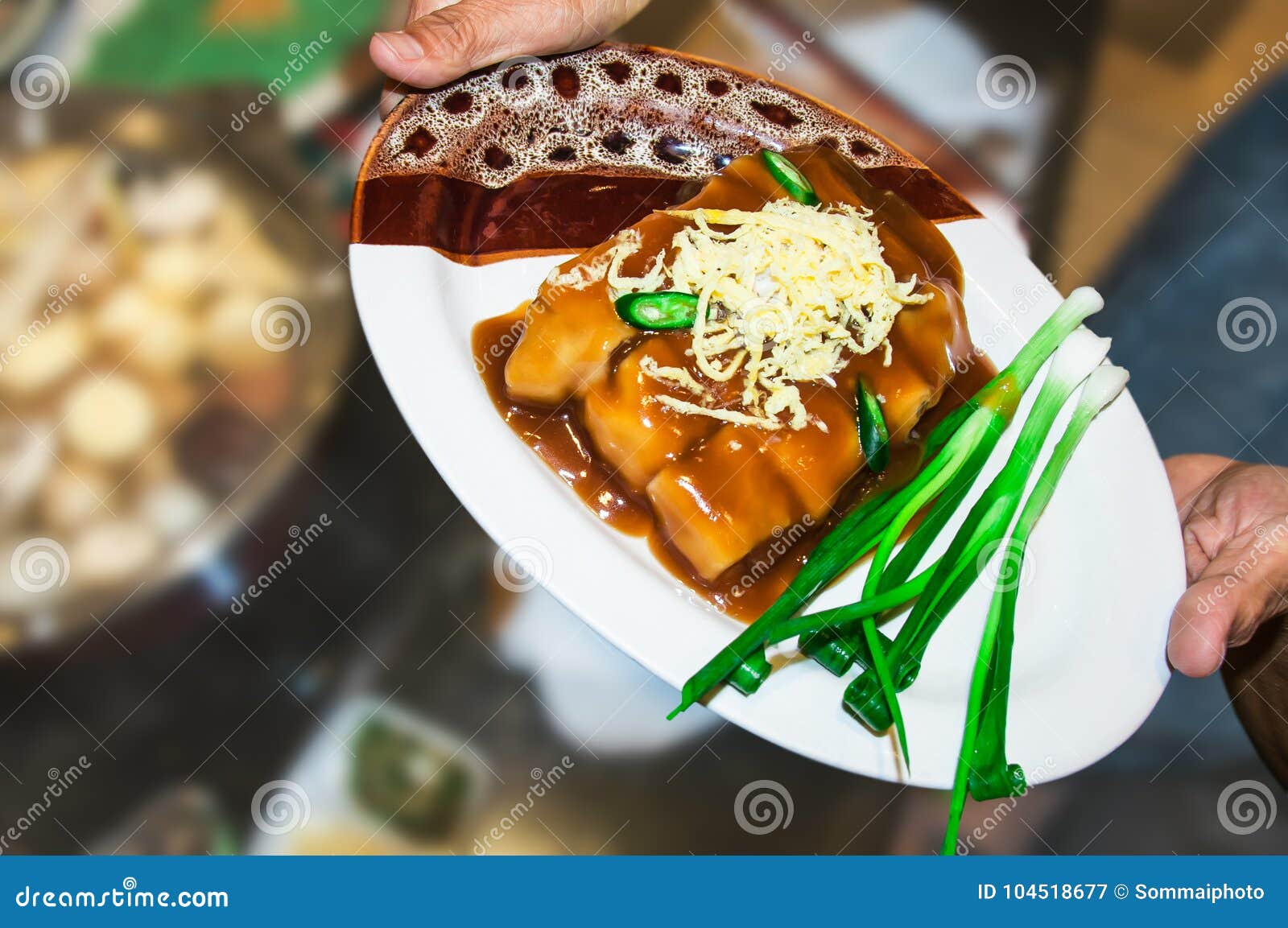 Fresh Spring Rolls with Fried Egg Topping Dish Stock Image - Image of ...