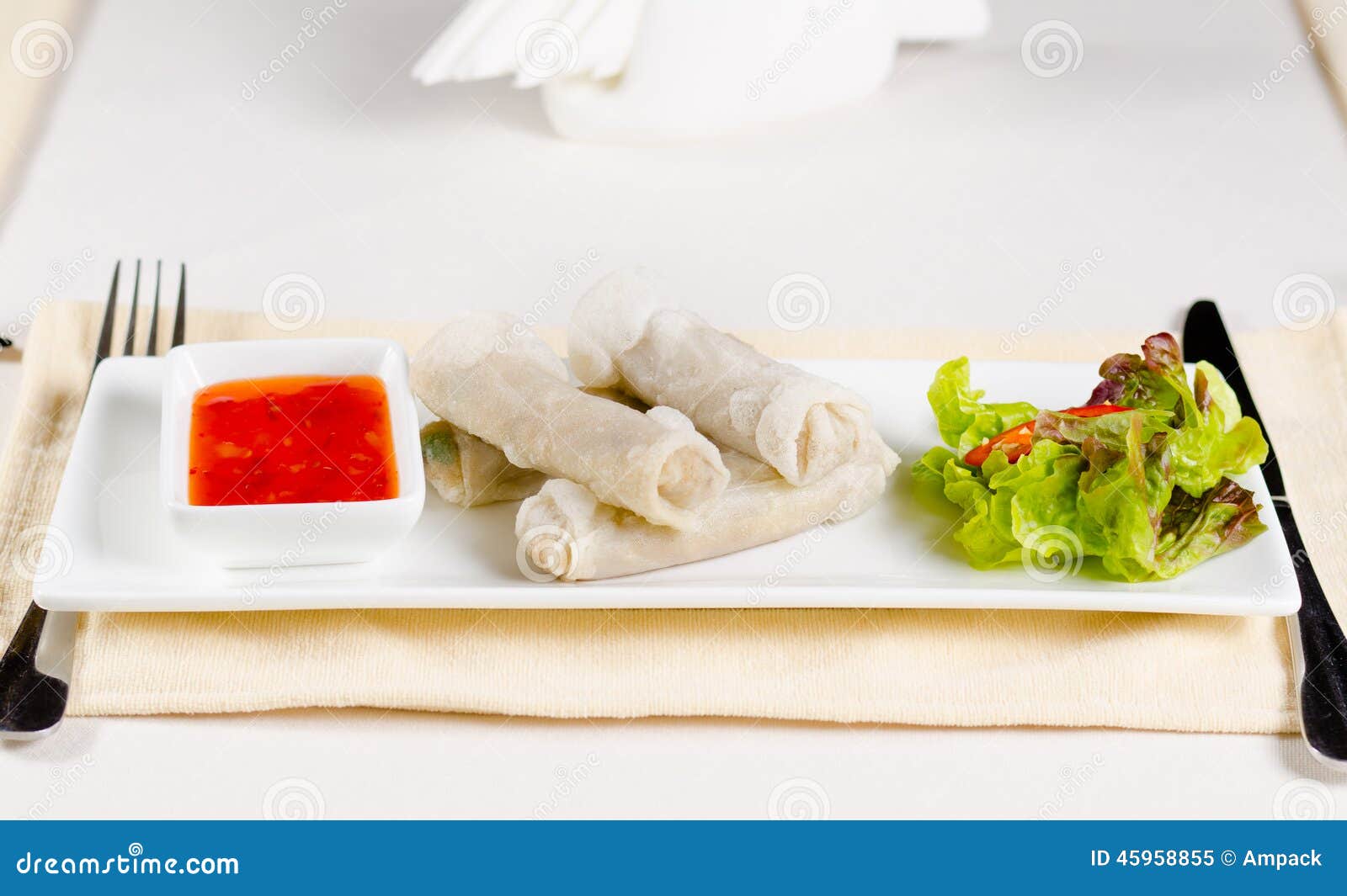 Fresh Spring Rolls Main Dish with Dipping Sauce Stock Image - Image of ...