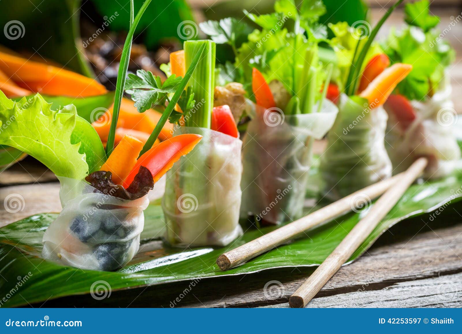Fresh Spring Rolls Wrapped in Rice Paper Stock Image - Image of asia ...