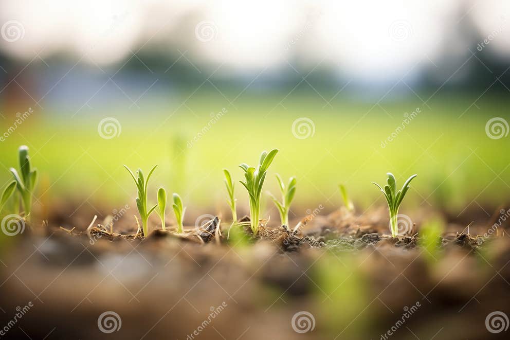 Fresh Spring Shoots Emerging from Grassland Soil Stock Image - Image of ...