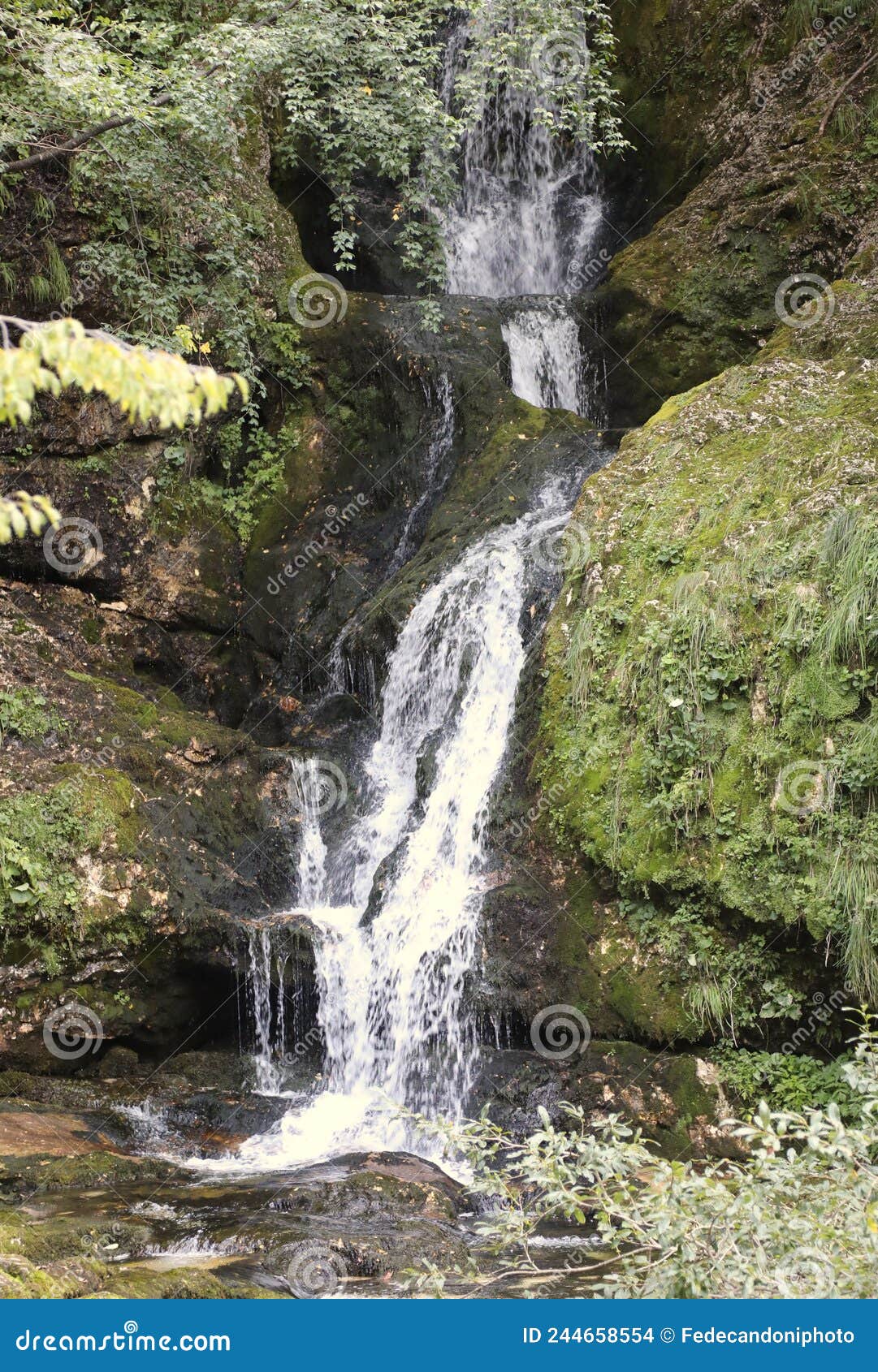 Fresh Spring Water that Flows from the Rock Forming a Large Wate Stock ...