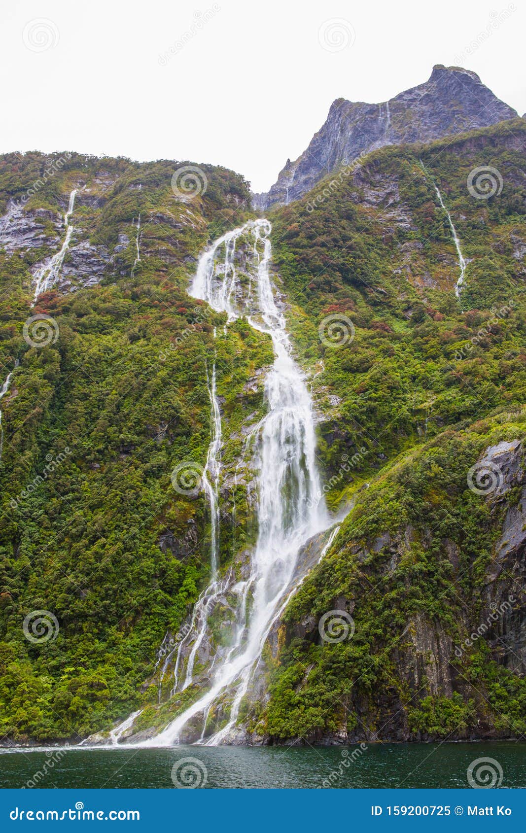 Running Waterfall Stream Down Mountainside. Stock Image - Image of ...