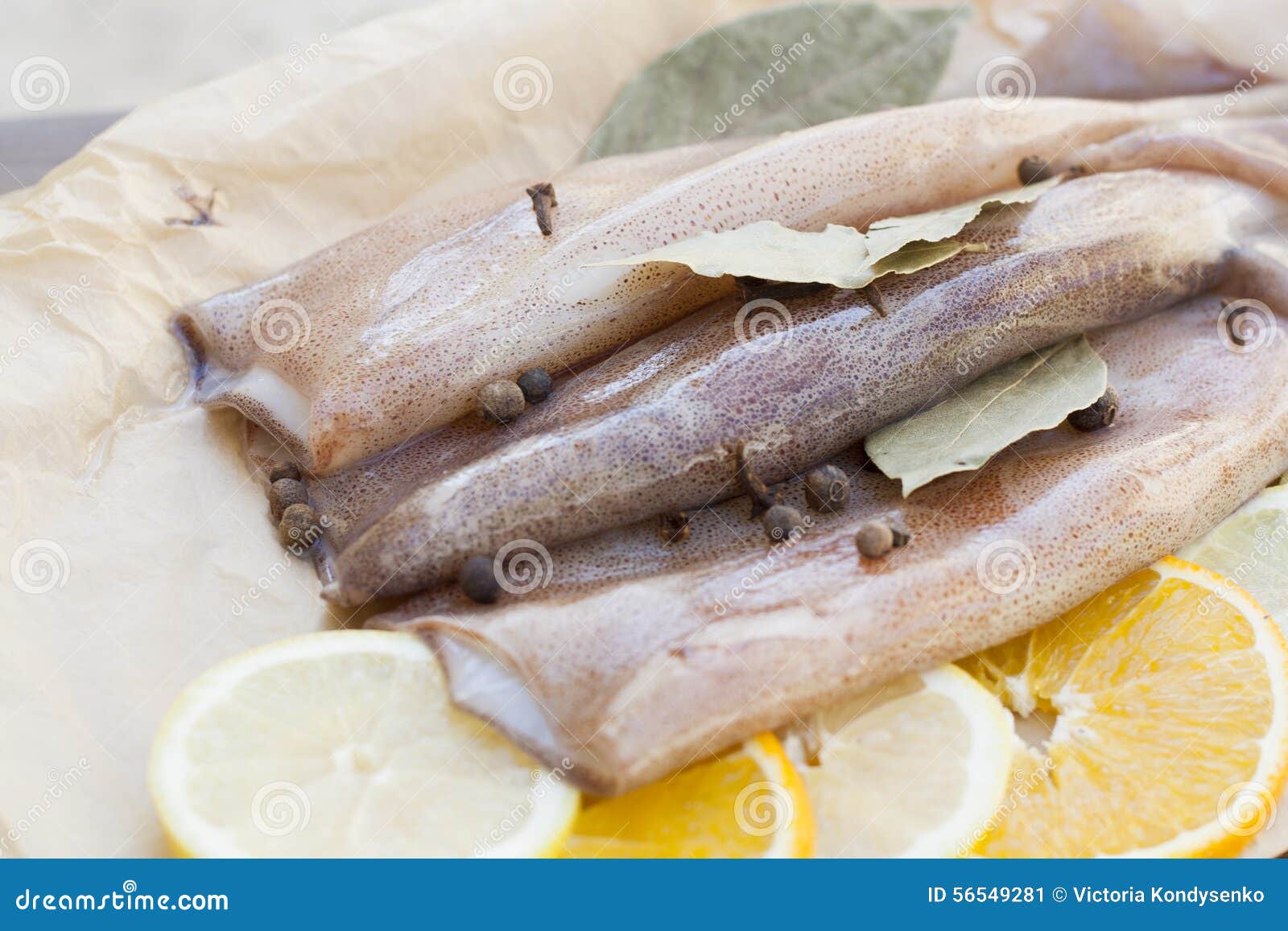 Fresh Squid Carcass Spices Paper Wooden Table Stock Photos - Free ...