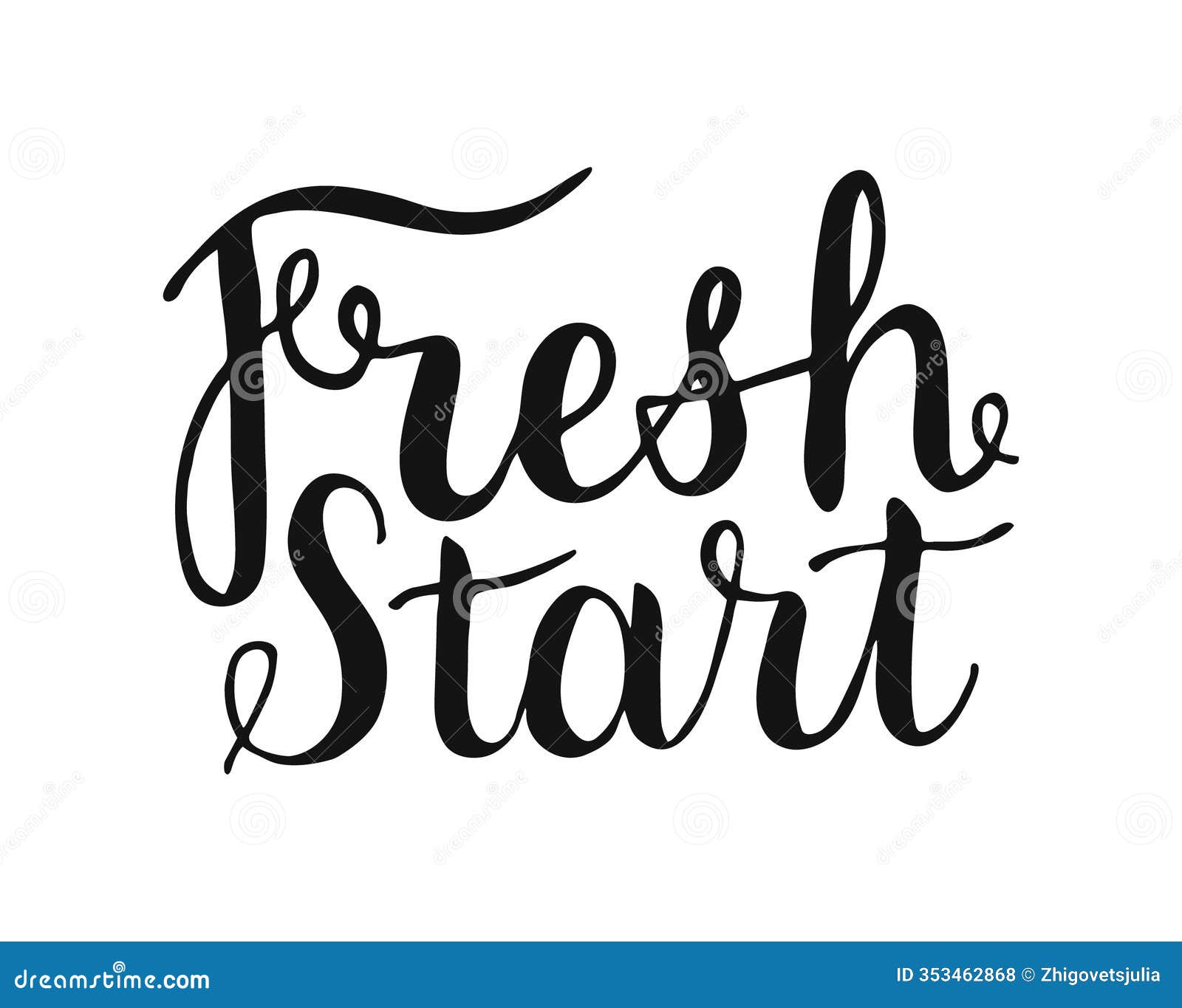 Fresh Start Hand Drawn Calligraphy Phrase. Stock Vector - Illustration ...