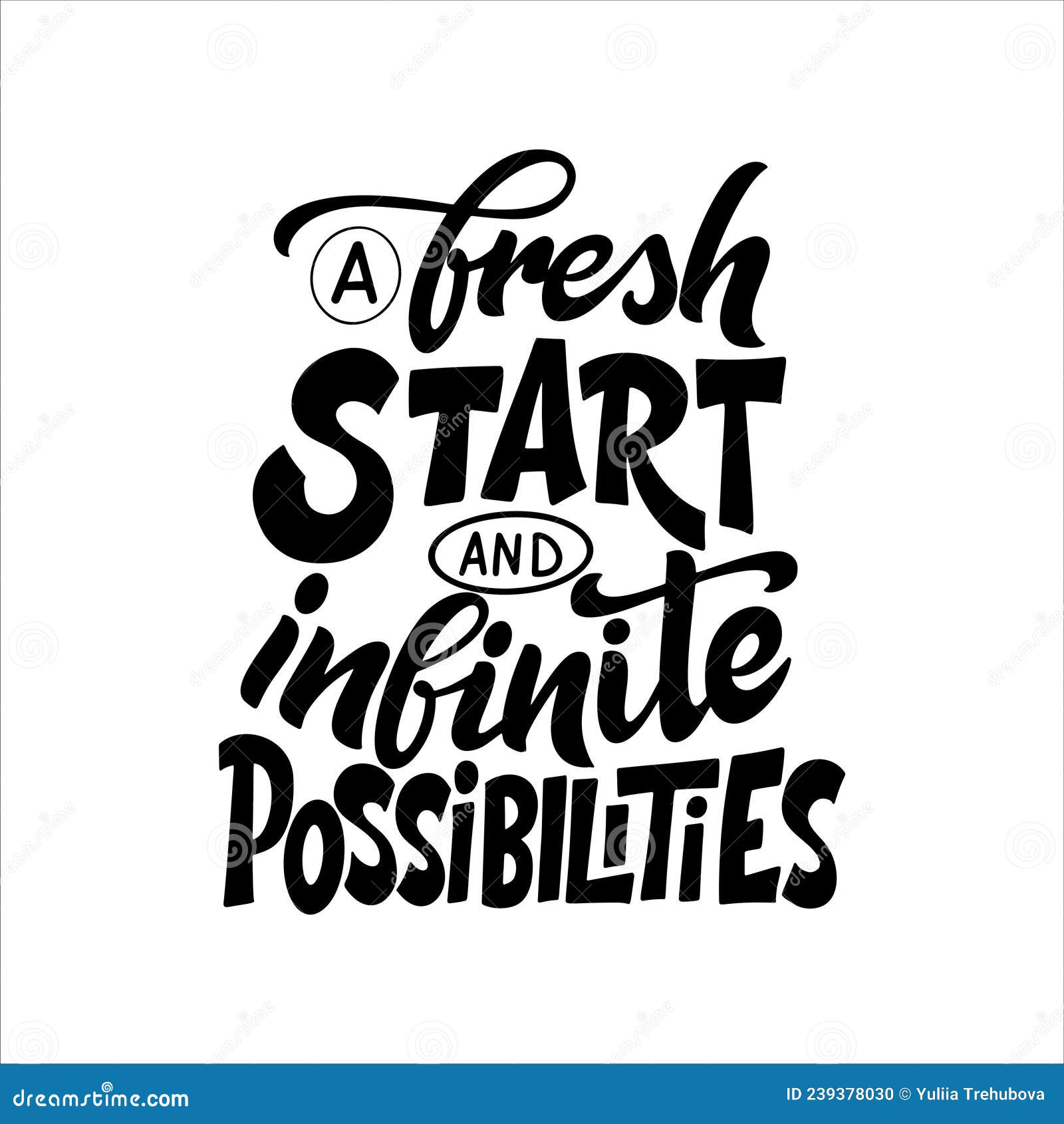 Fresh Start Quote Poster. Hand Drawn Letering on White Background Stock ...