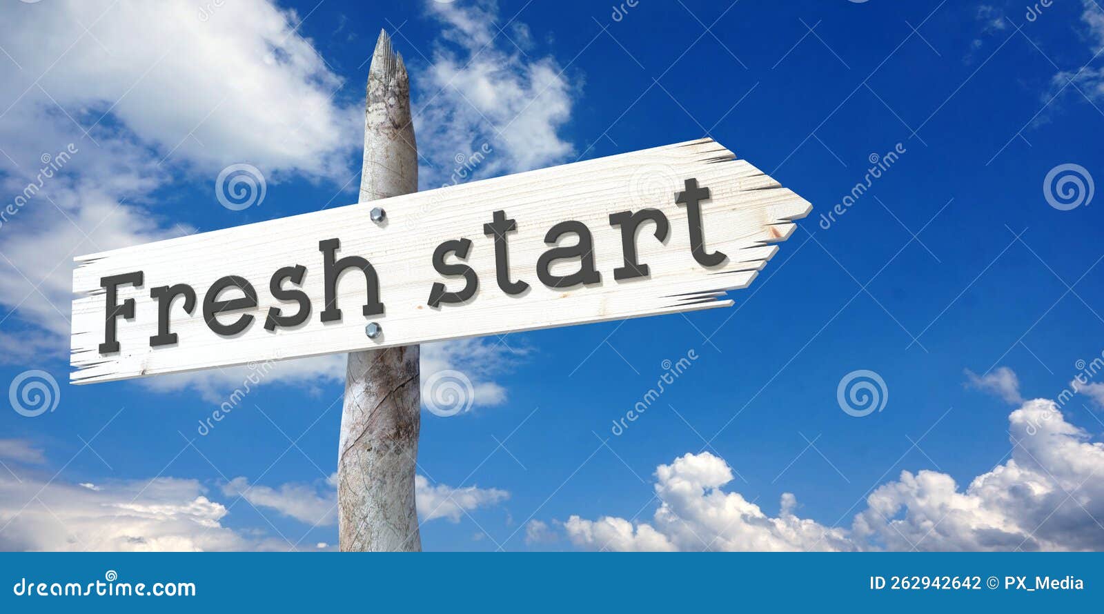 Fresh Start - Wooden Signpost with One Arrow Stock Photo - Image of ...