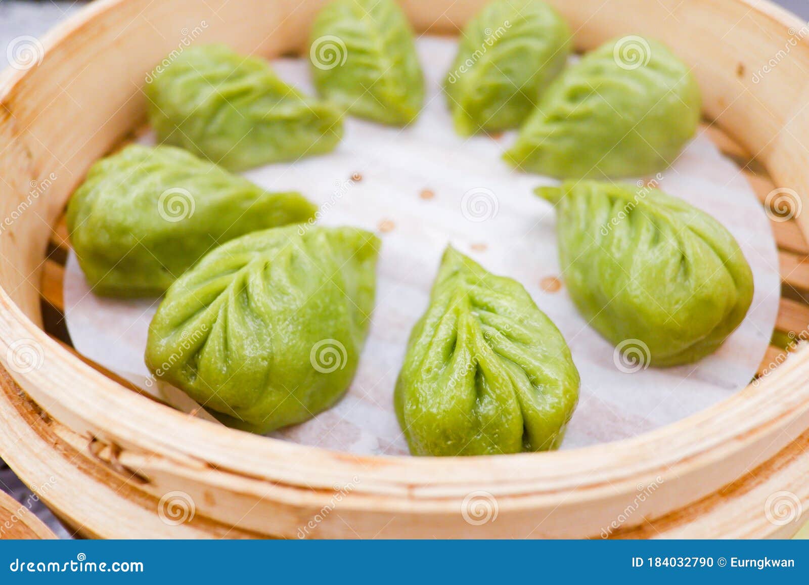 Fresh Steamed Green Vegetable Dumplings Stock Photo - Image of dish ...