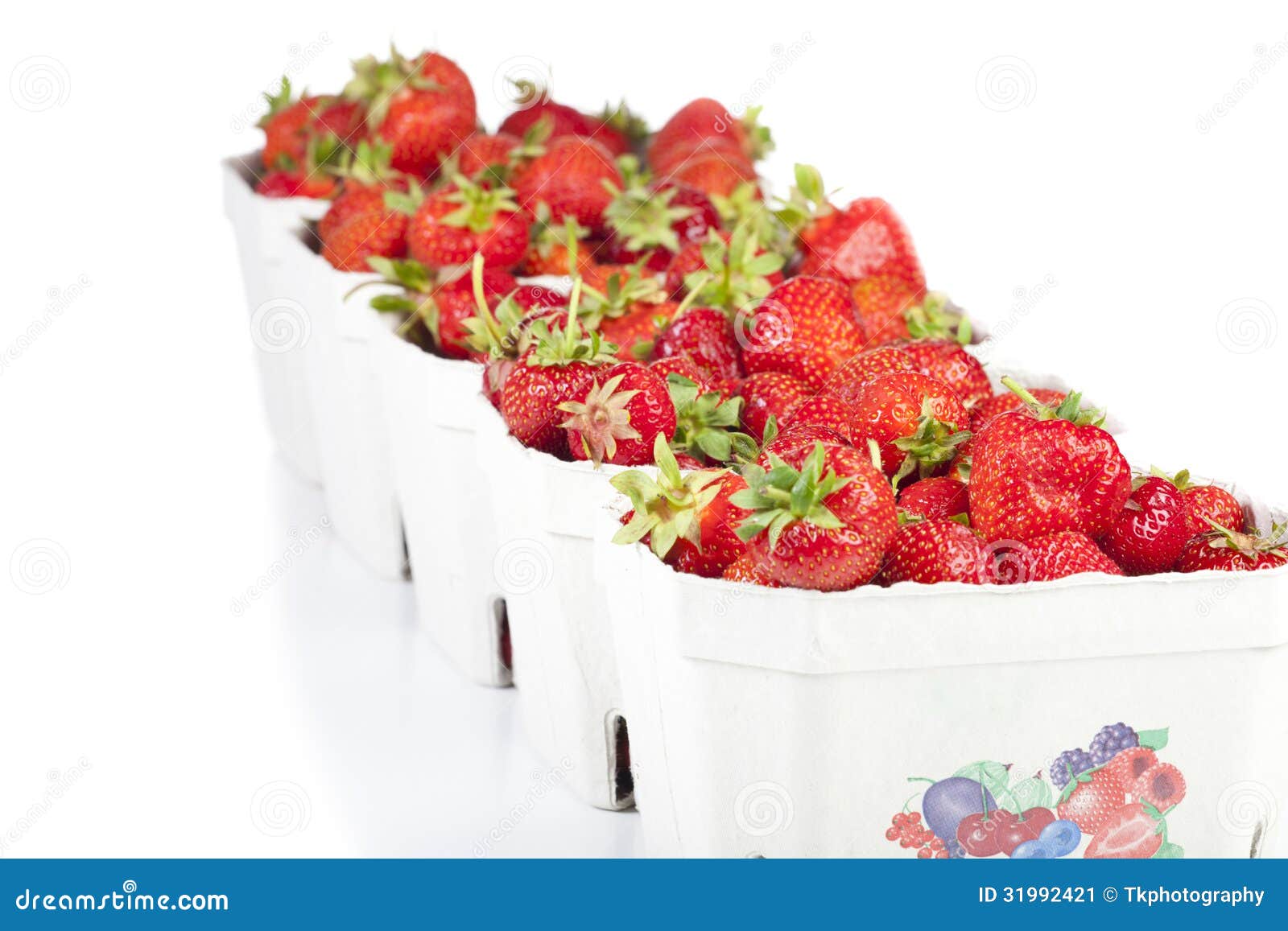 Fresh Strawberries in Cardboard Box Stock Image - Image of green ...