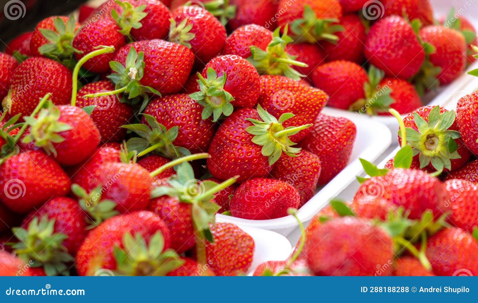 Fresh Strawberries on the Counter in the Market Stock Photo - Image of ...