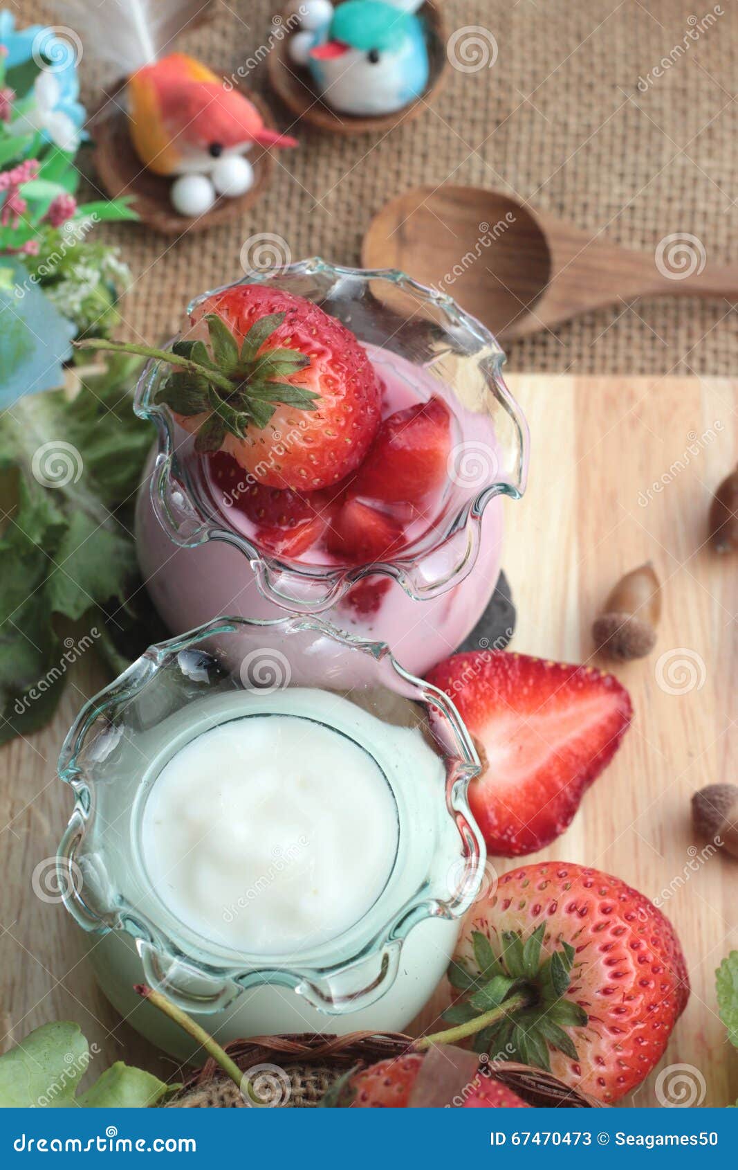 Fresh Strawberries Red and Yogurt at Delicious. Stock Image - Image of ...
