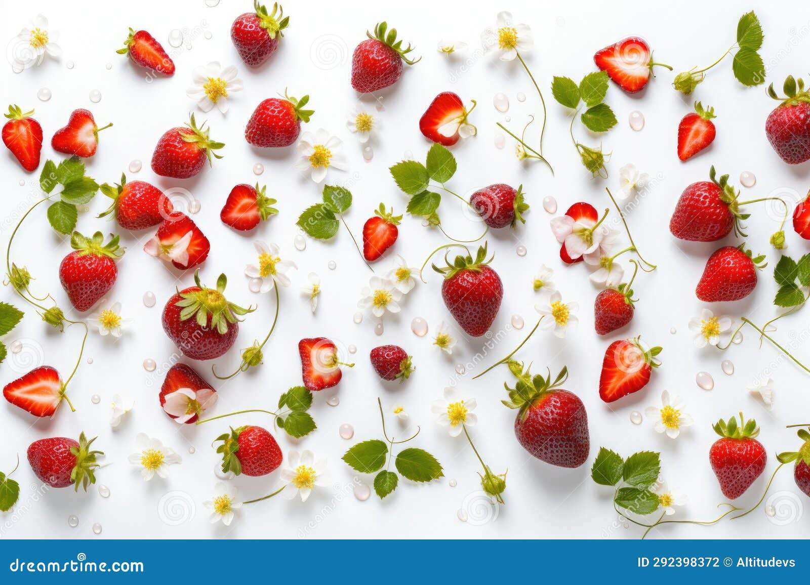 Fresh Strawberries Scattered on a Pristine White Background Stock Photo ...