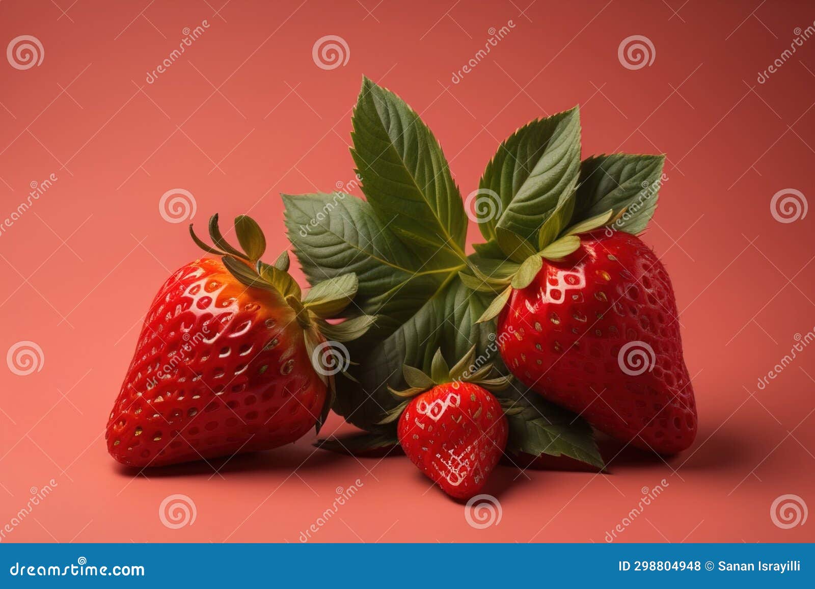 Fresh Strawberries on a Solid Color Background. Generative Ai Stock ...