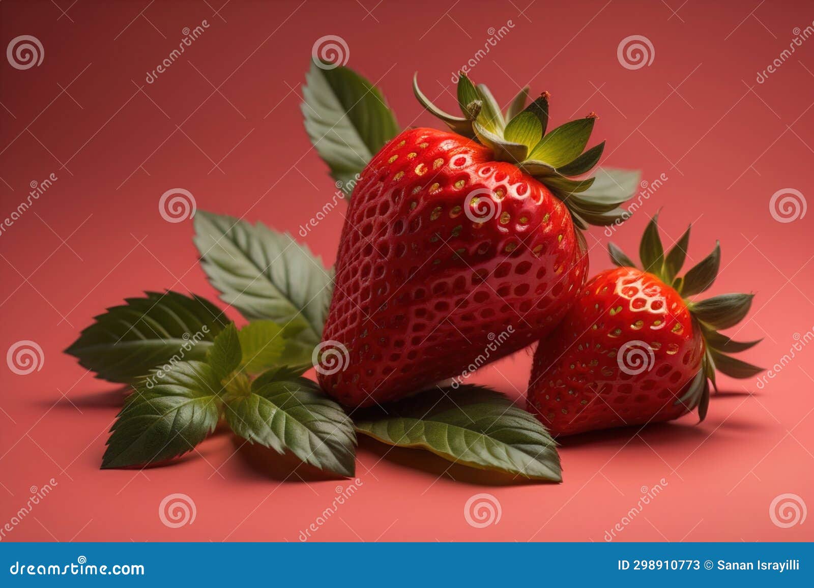 Fresh Strawberries on a Solid Color Background. Generative Ai Stock ...