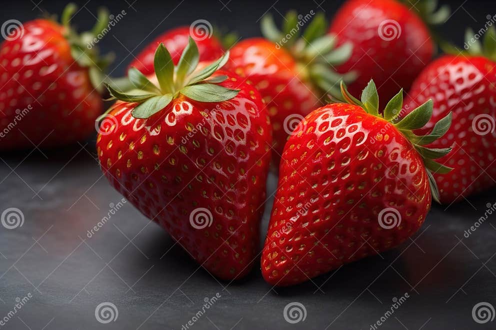 Fresh Strawberries on a Solid Color Background. Generative Ai Stock ...