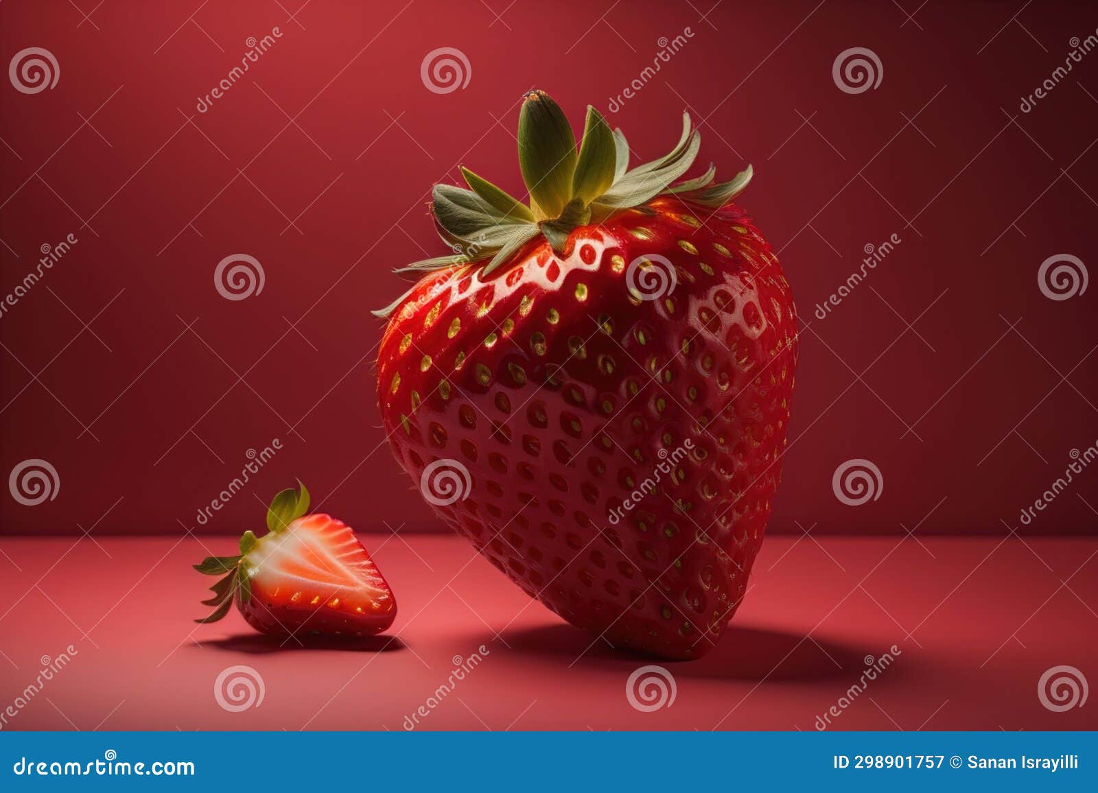 Fresh Strawberries on a Solid Color Background. Generative Ai Stock ...