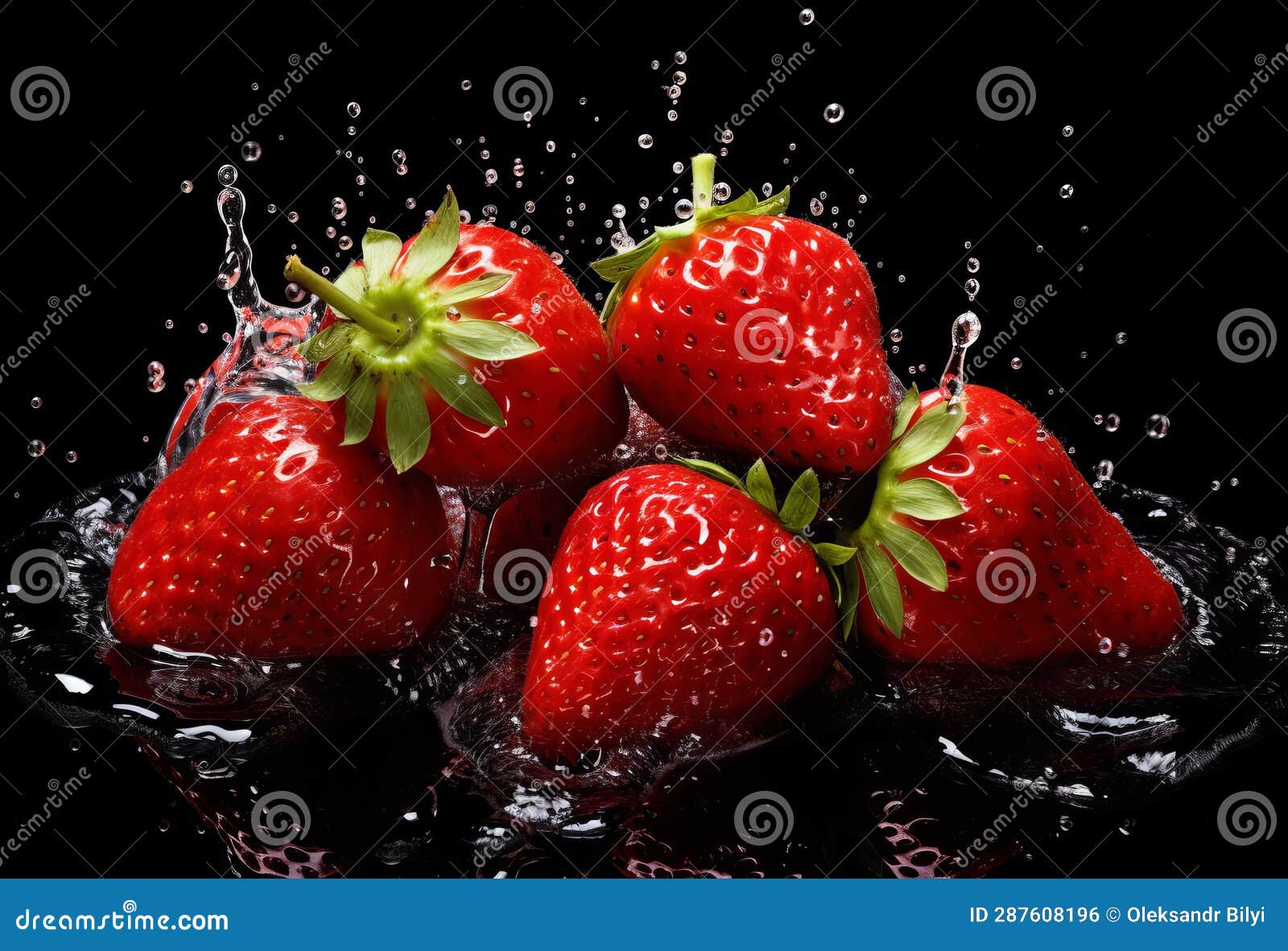 Fresh Strawberries with Water Drops Stock Photo - Image of white ...