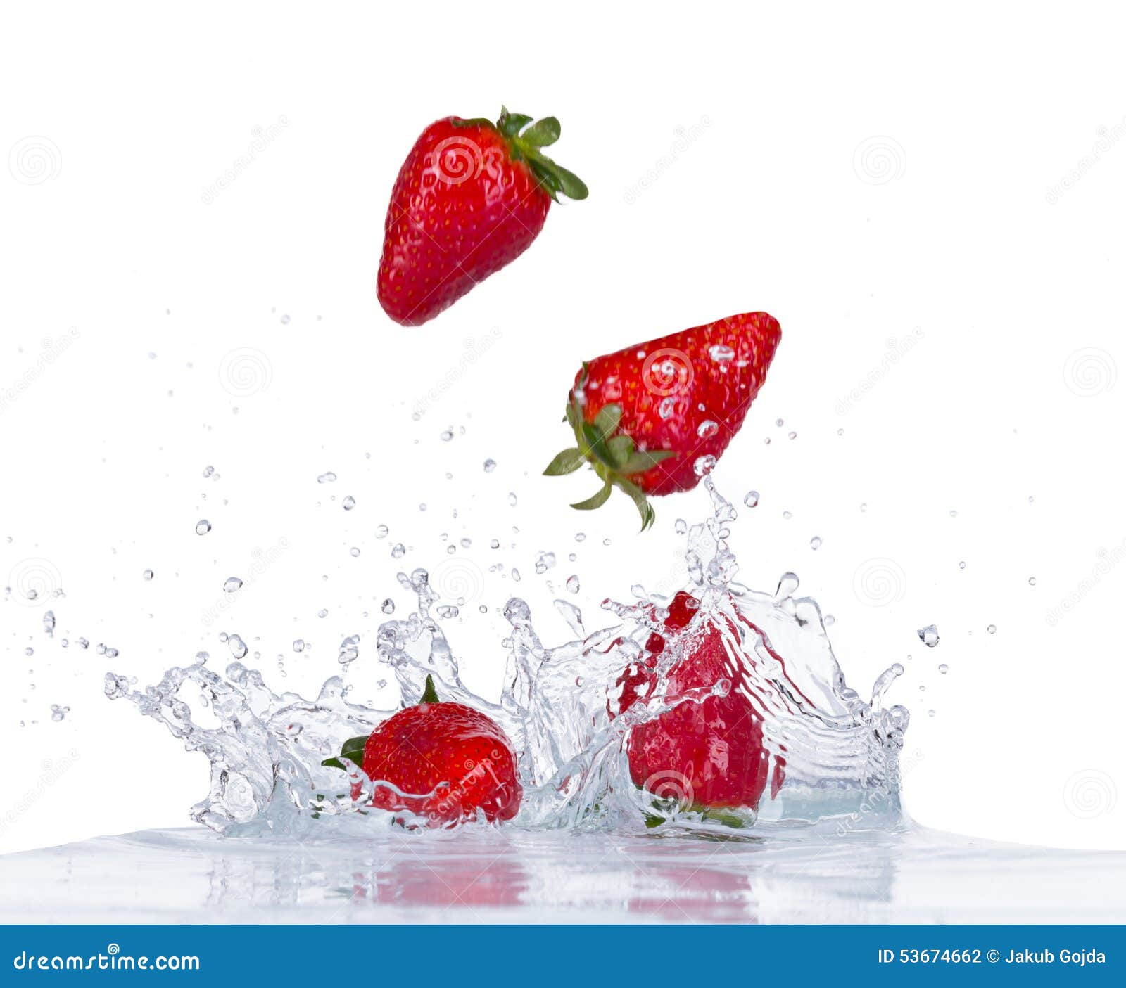 Fresh Strawberries in Water Splash on White Stock Photo - Image of ...