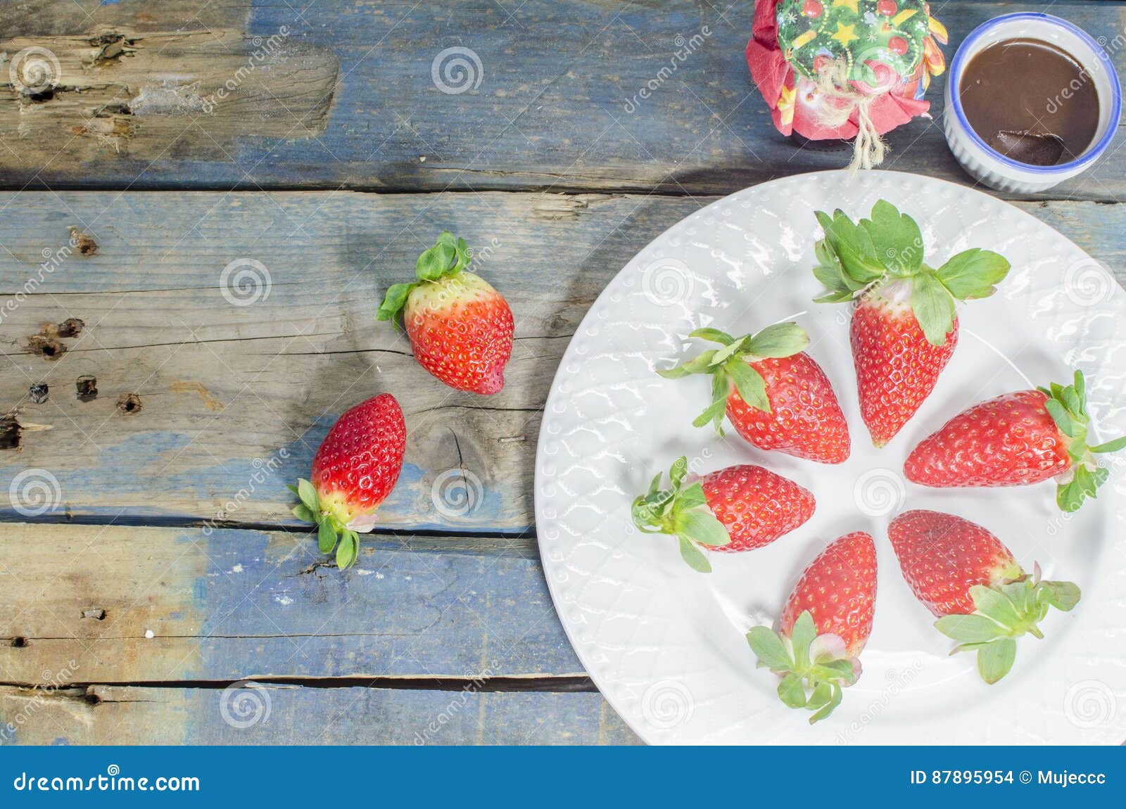 Fresh Strawberries on White Plate Stock Photo - Image of summer ...