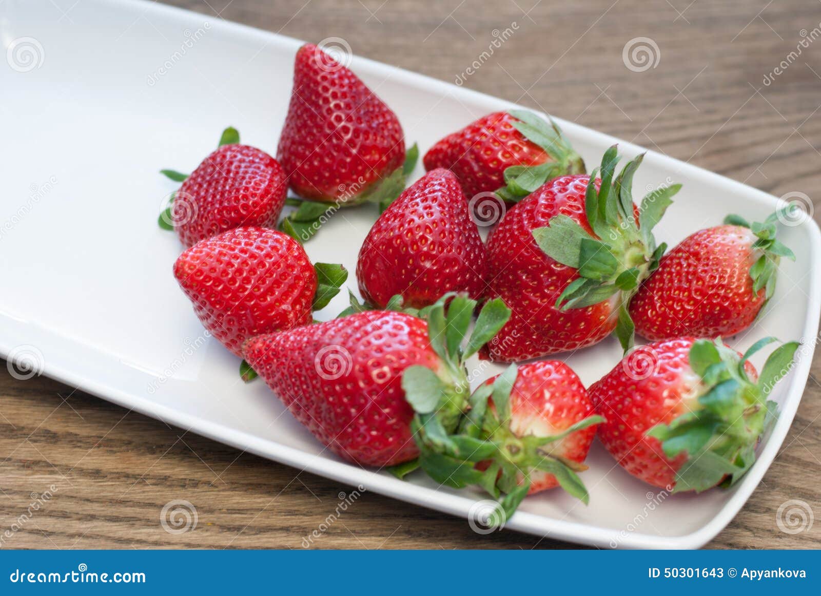Fresh Strawberries on White Rectangular Plate Stock Image - Image of ...