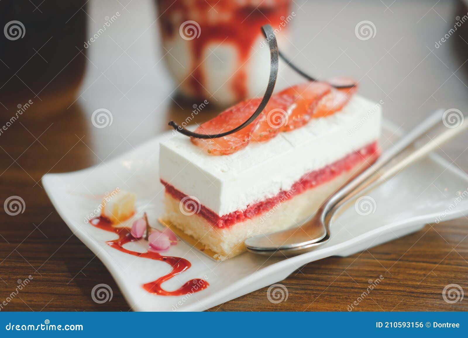 Fresh Strawberry Cheesecake Stock Photo - Image of food, dairy: 210593156