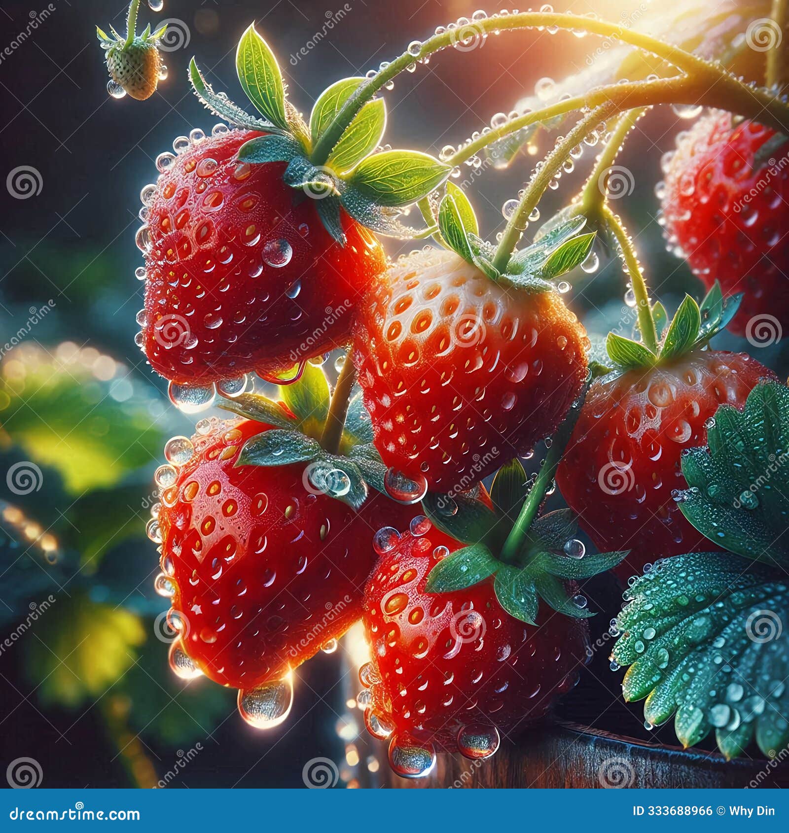 Fresh Strawberry with Dew Drops. Stock Photo - Image of strawberry ...