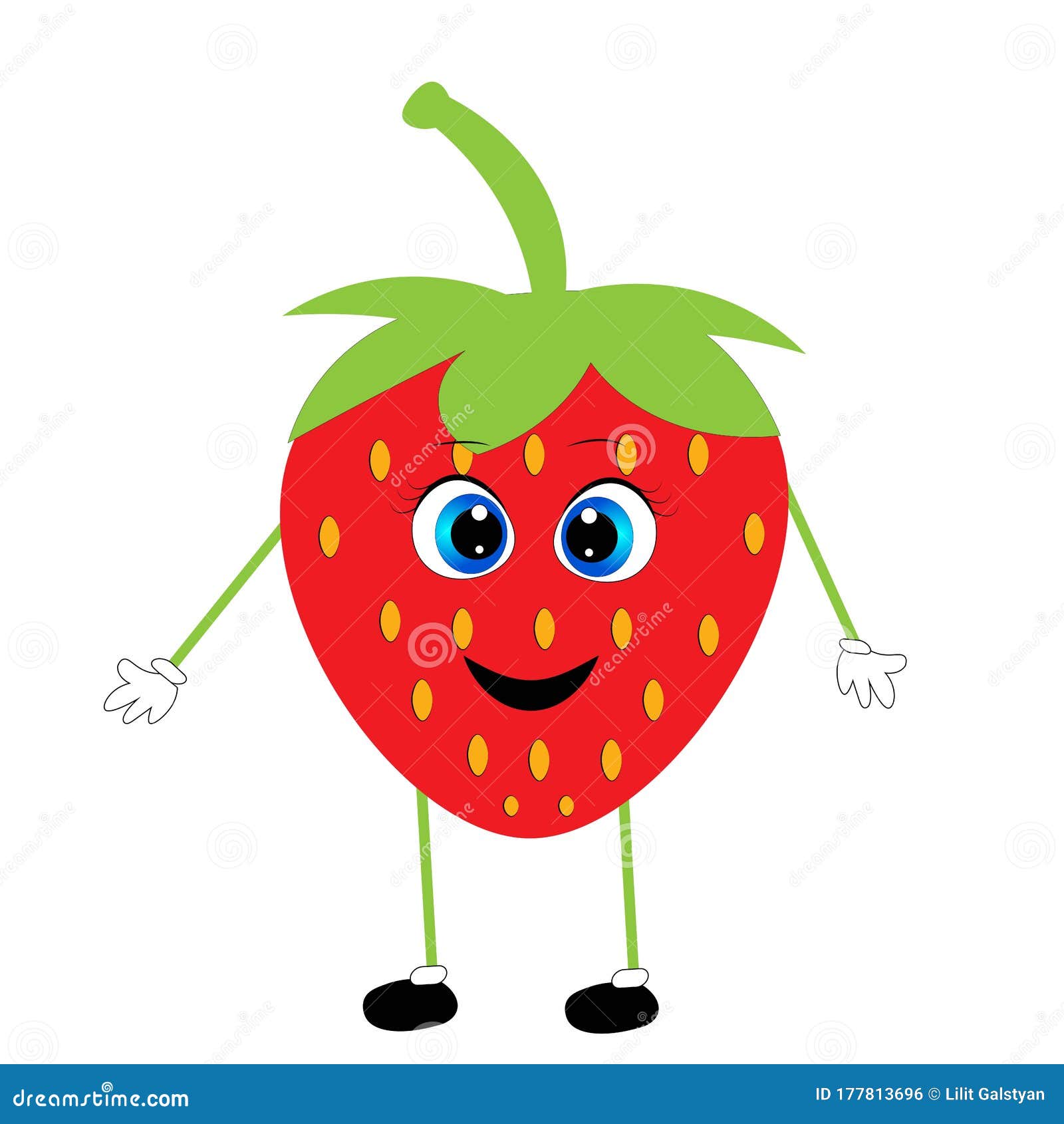 Fresh Strawberry Fruit Cartoon Illustration Vector Stock Illustration ...