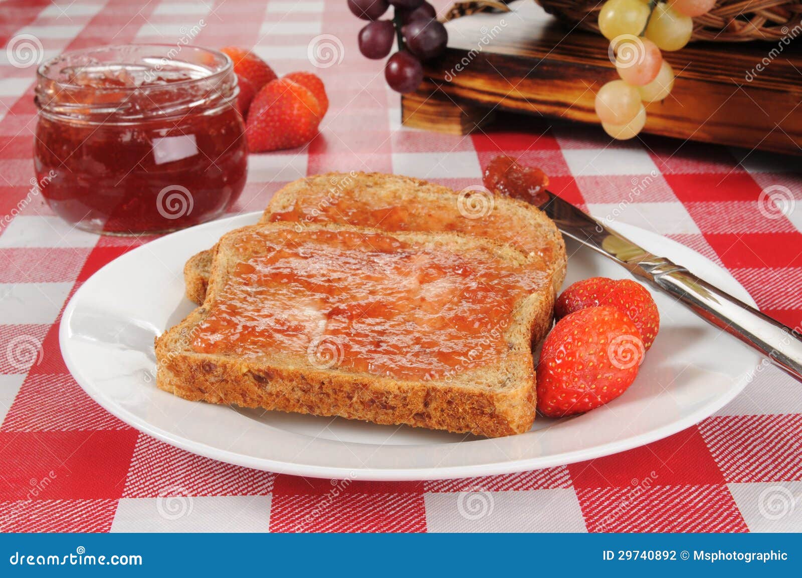 Strawberry Jam on Sprouted Wheat Toast Stock Photo - Image of ...