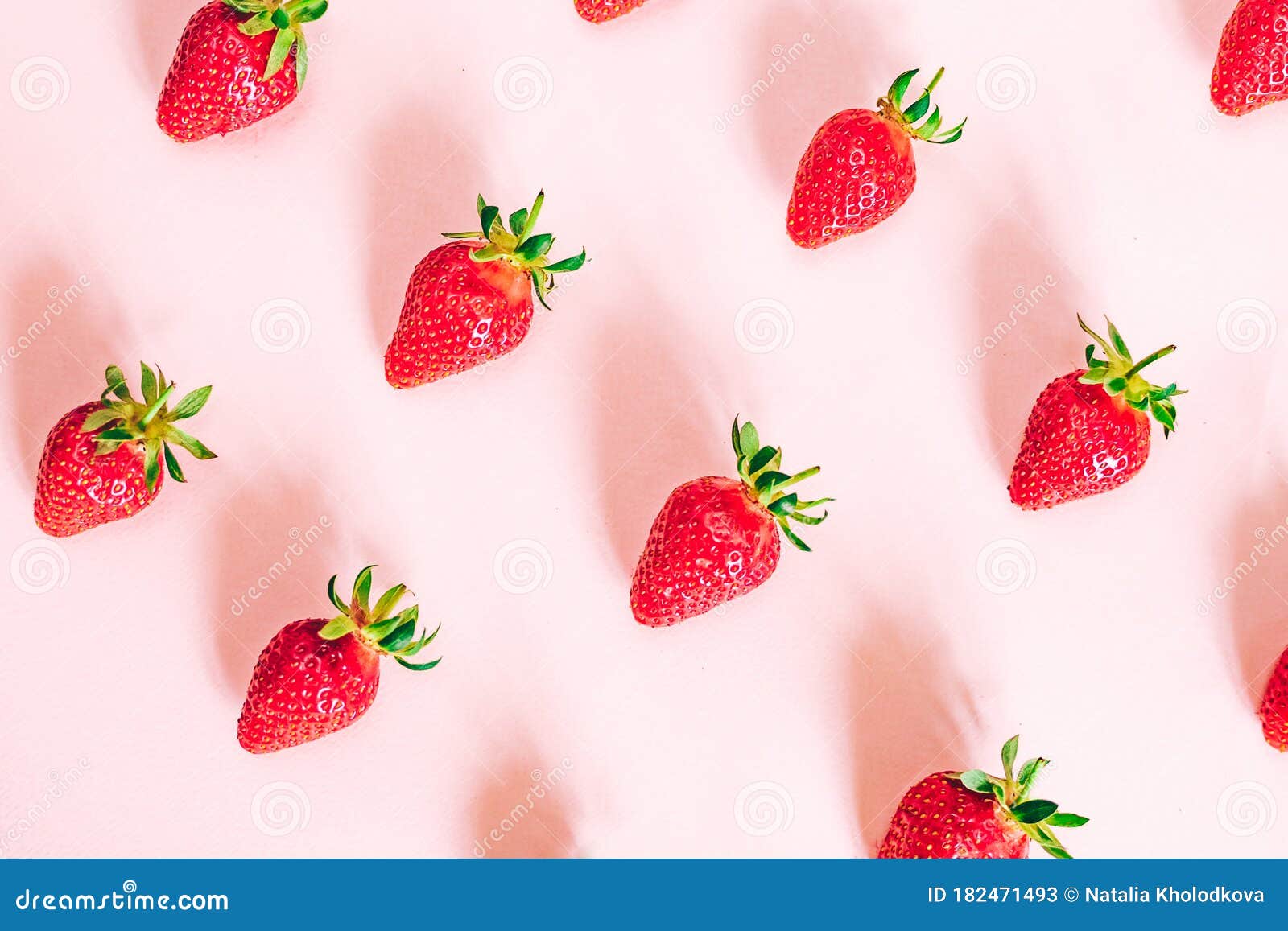 Fresh Strawberry Pattern on the Light Pink Background. Stock Image ...