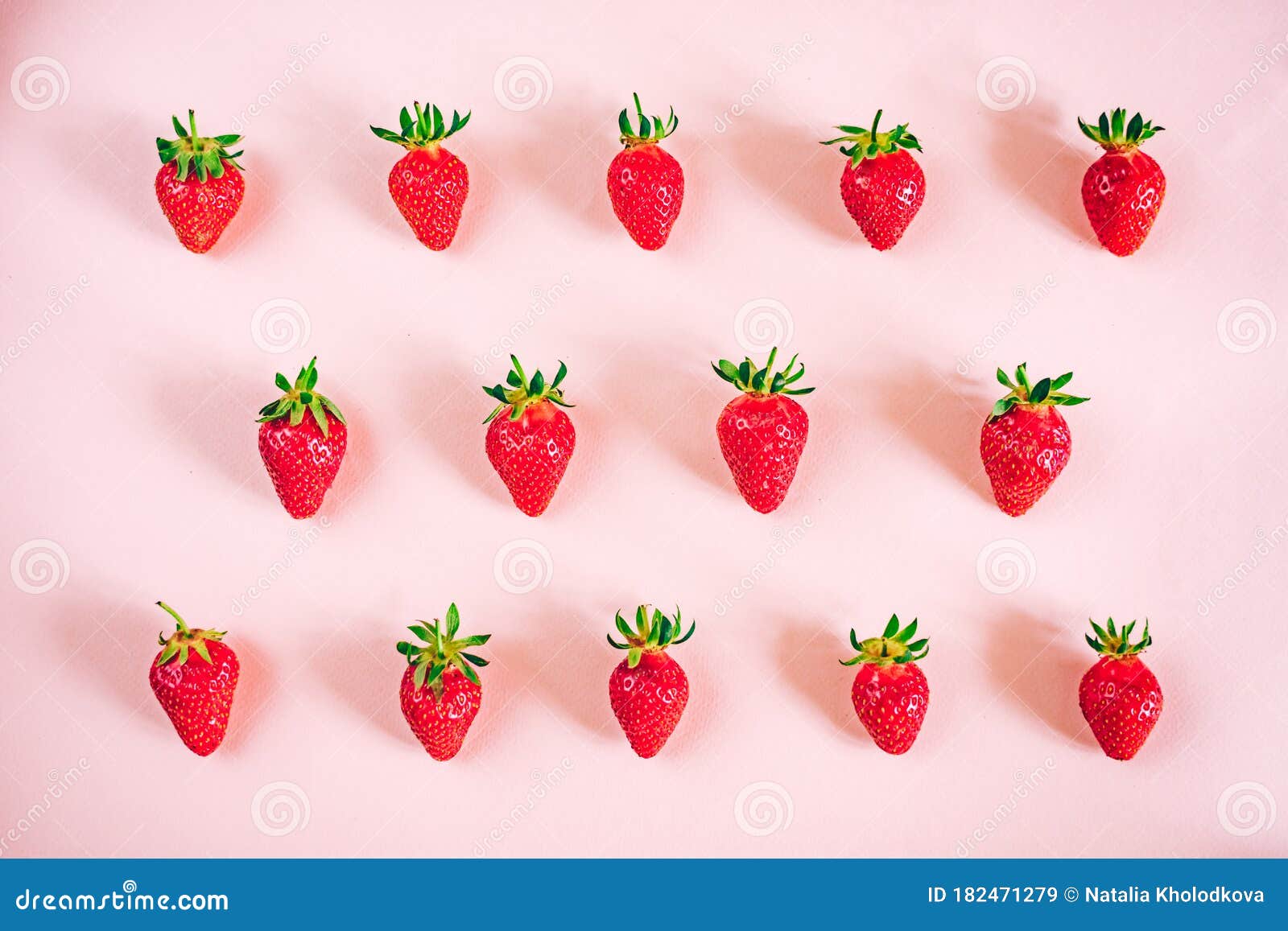 Fresh Strawberry Pattern on the Light Pink Background. Stock Image ...