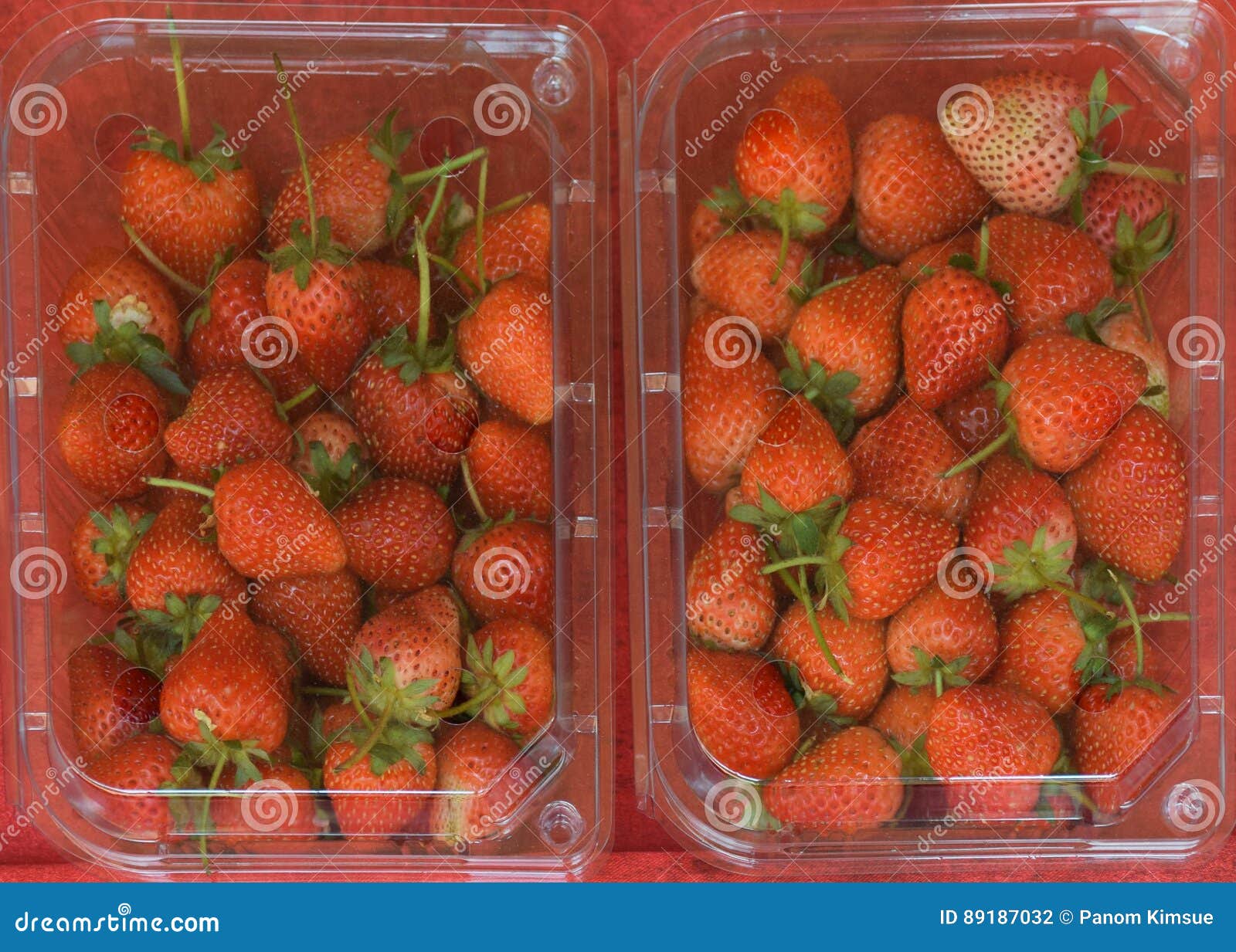 Fresh Strawberry in Plastic Package Display in a Market Stock Photo ...