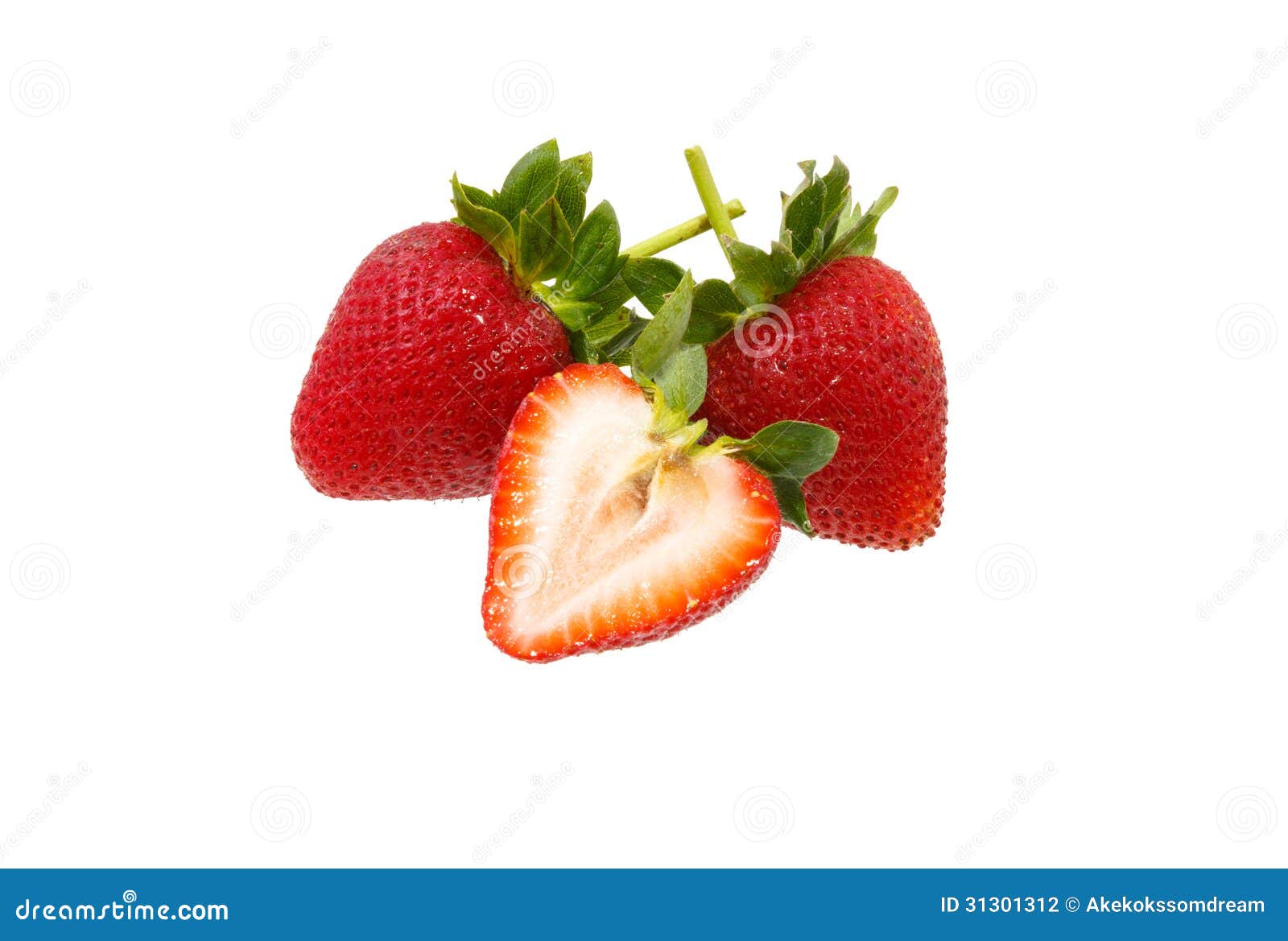 Fresh Strawberry Slice Isolated on White Background Stock Photo - Image ...