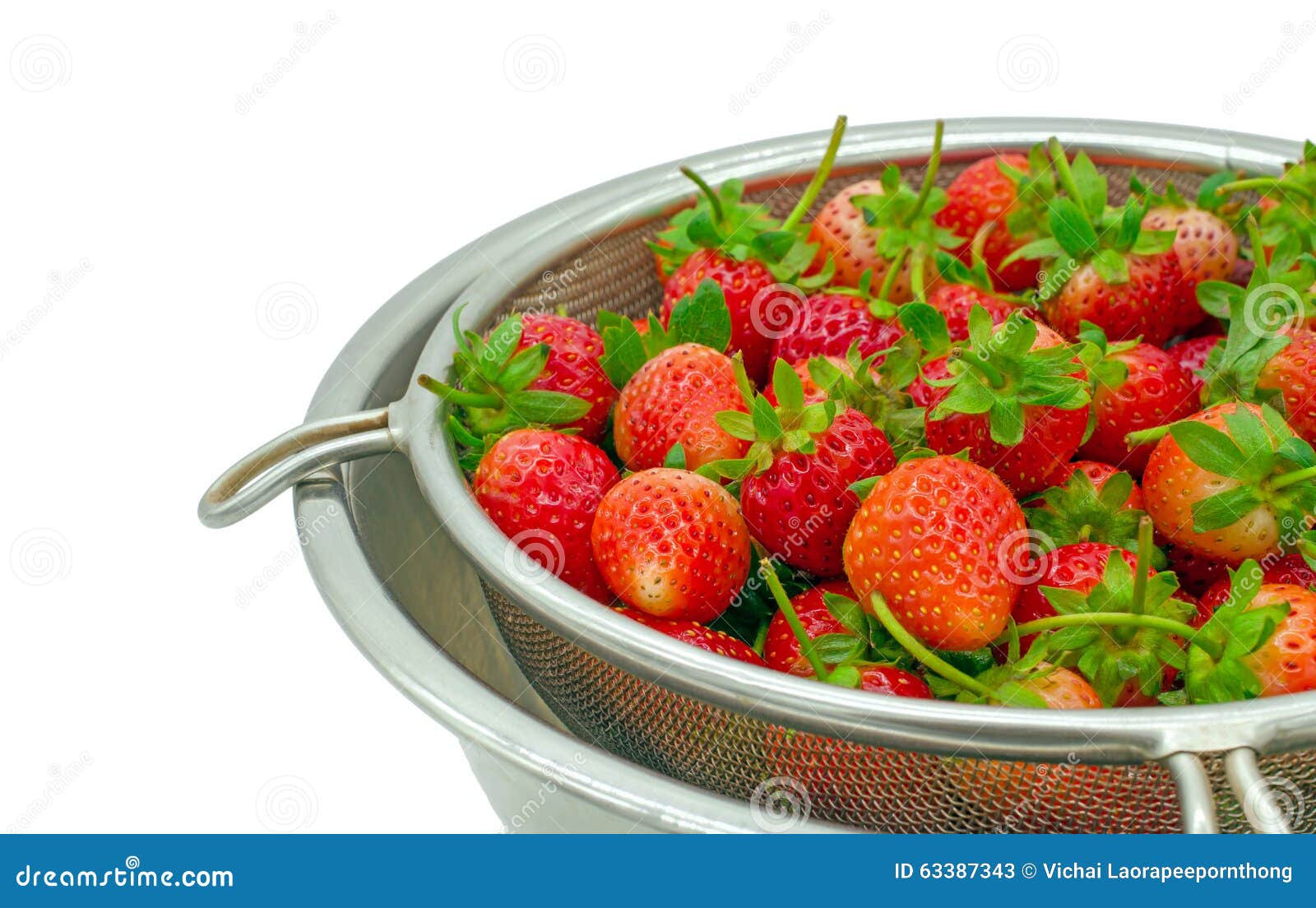 Fresh Strawberry in Steel Colander Stock Image - Image of background ...