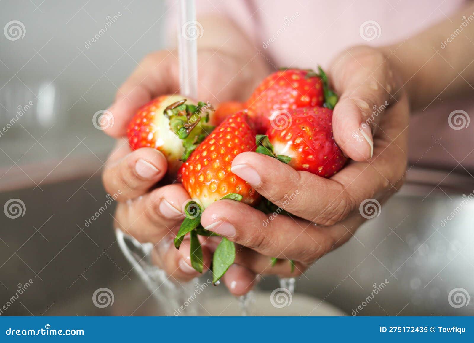 Fresh Strawberry Washing with Hand. Stock Image - Image of nutrition ...