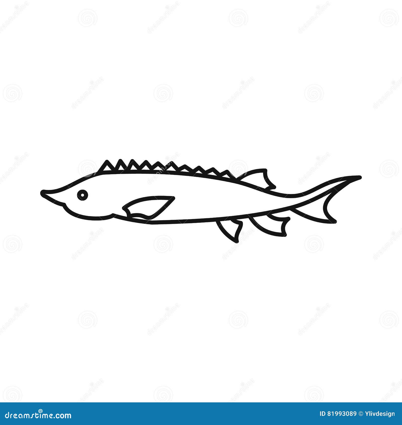 Fresh Sturgeon Fish Icon, Outline Style Stock Vector - Illustration of ...