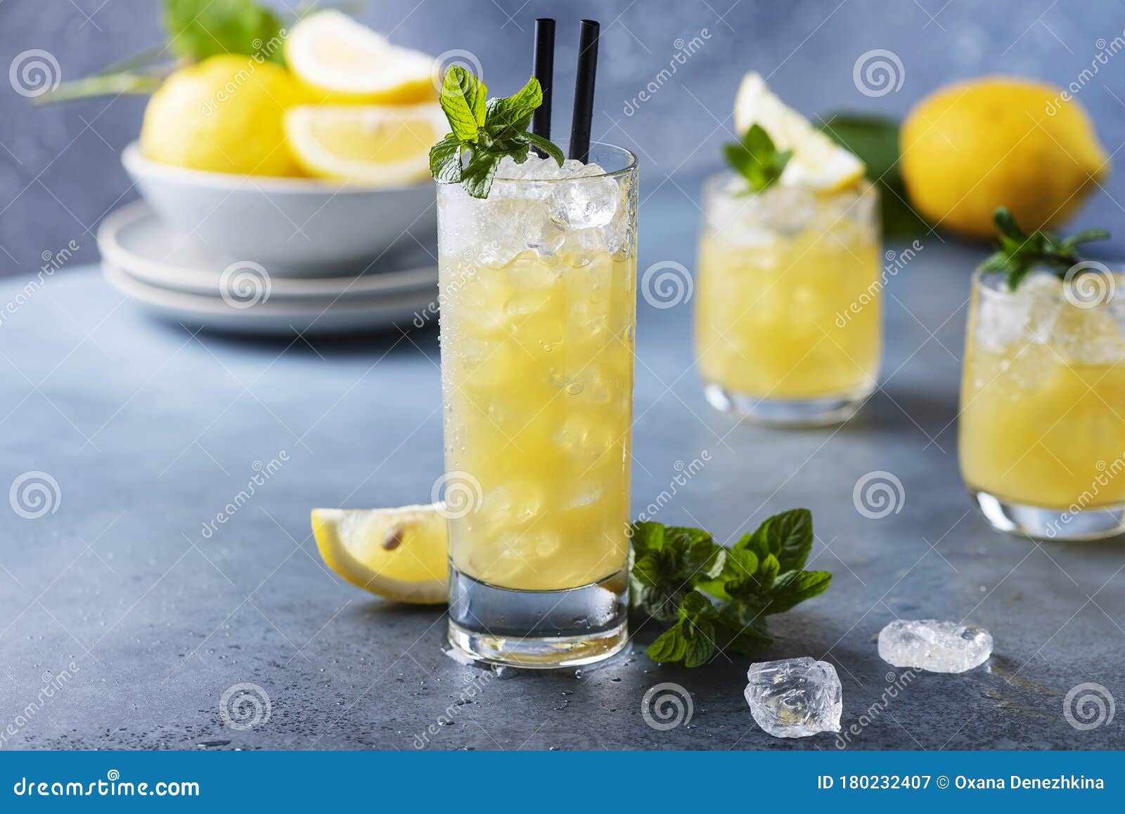Fresh Summer Cocktail with Lemons Stock Image - Image of natural, lemon ...