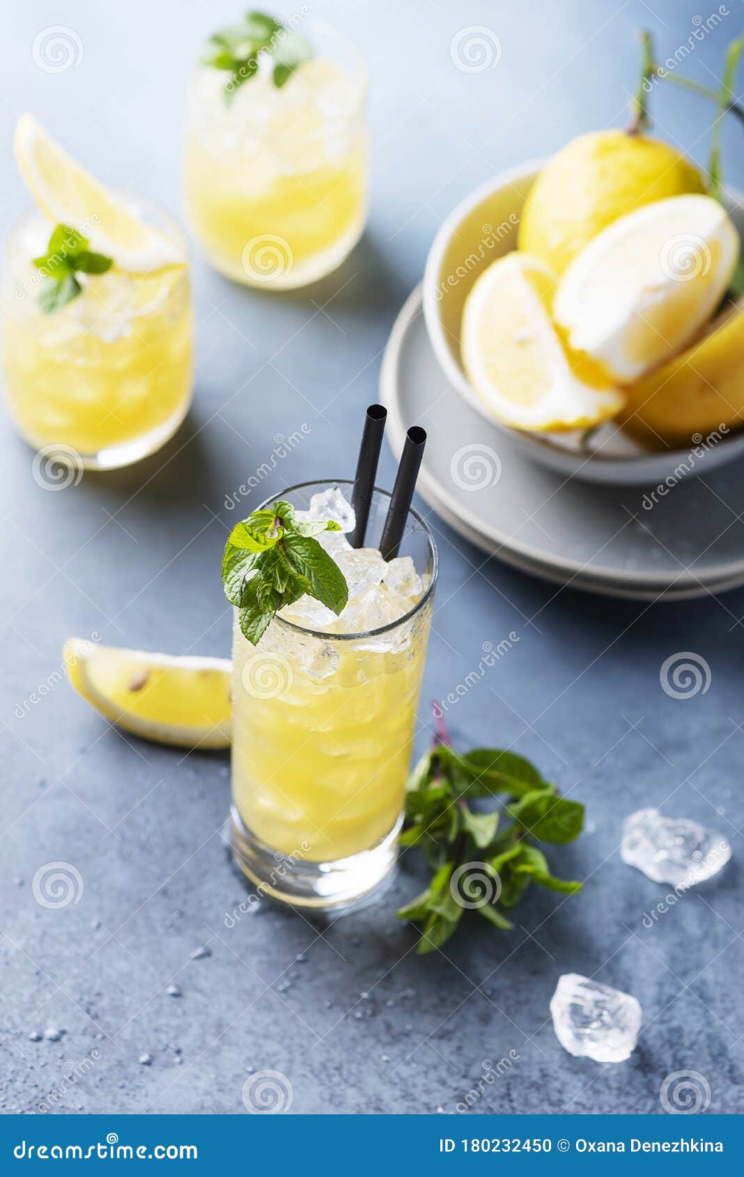 Fresh Summer Cocktail with Lemons Stock Photo - Image of cocktail ...