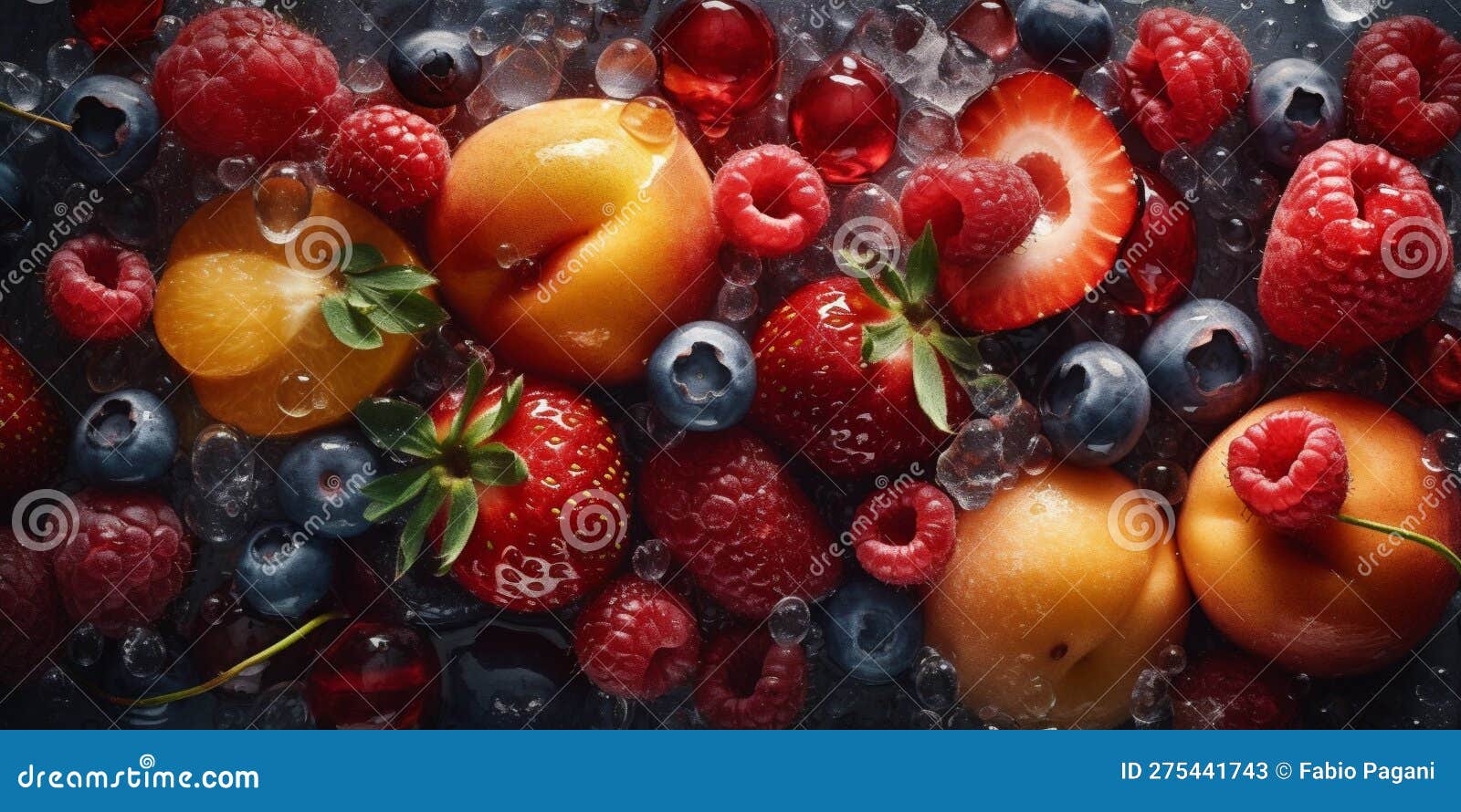 Fresh Summer Fruits Mixed Variation Background Stock Illustration ...