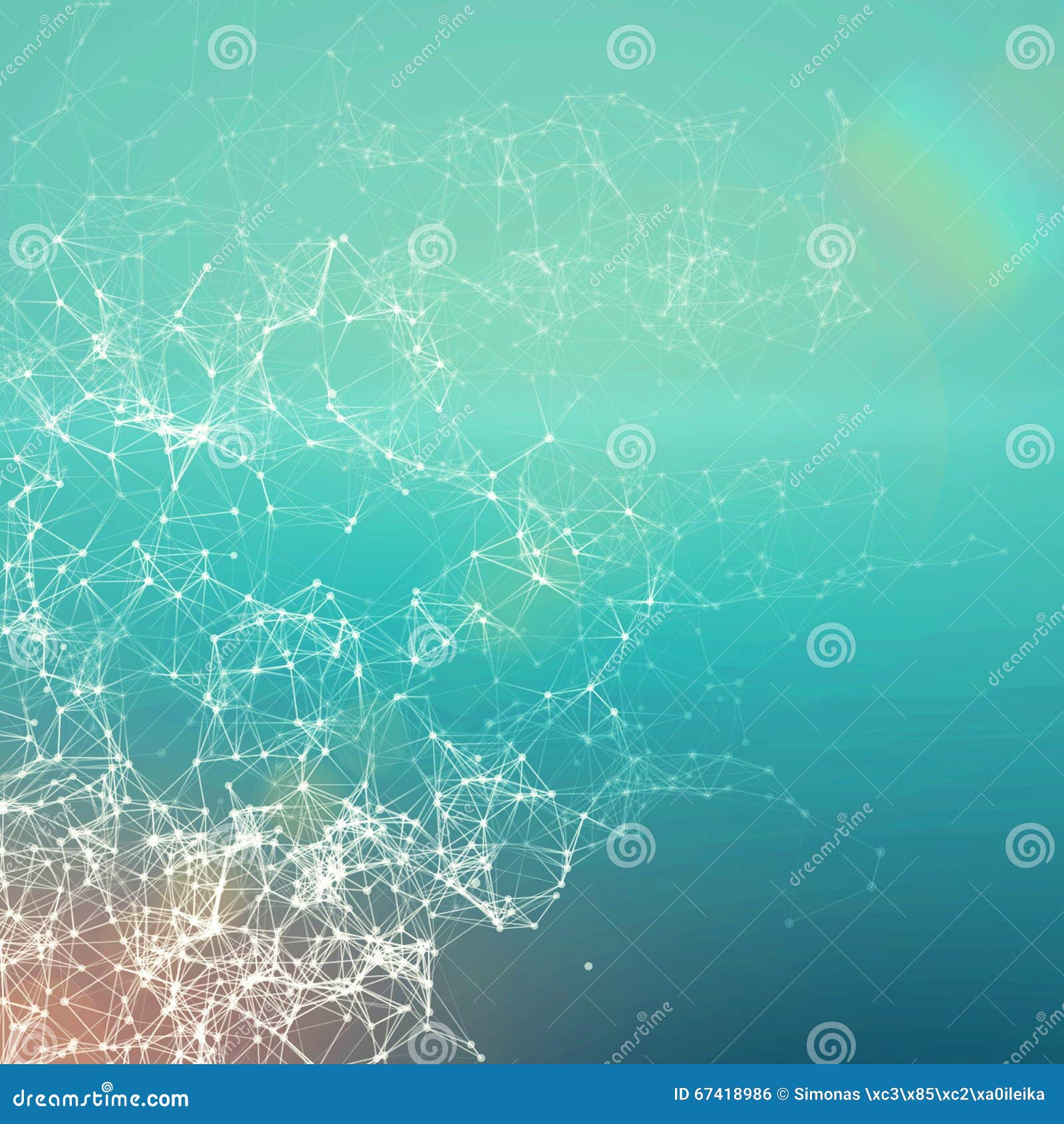 Fresh Summer Green Abstract Background. Connecting Dots, Lens Flare ...