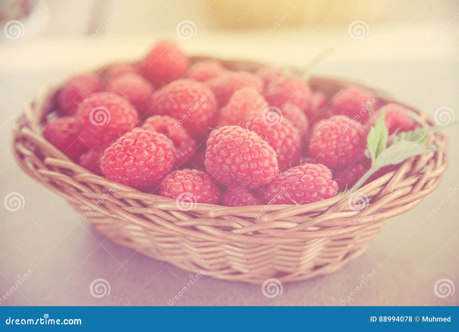Fresh Summer Raspberry in a Basket. Selective Focus. Stock Photo ...