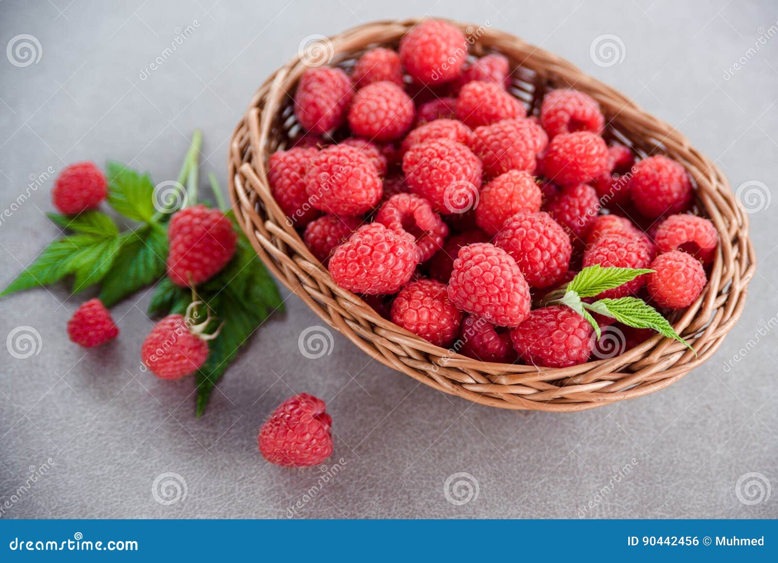 Fresh Summer Raspberry in a Basket. Selective Focus. Stock Photo ...