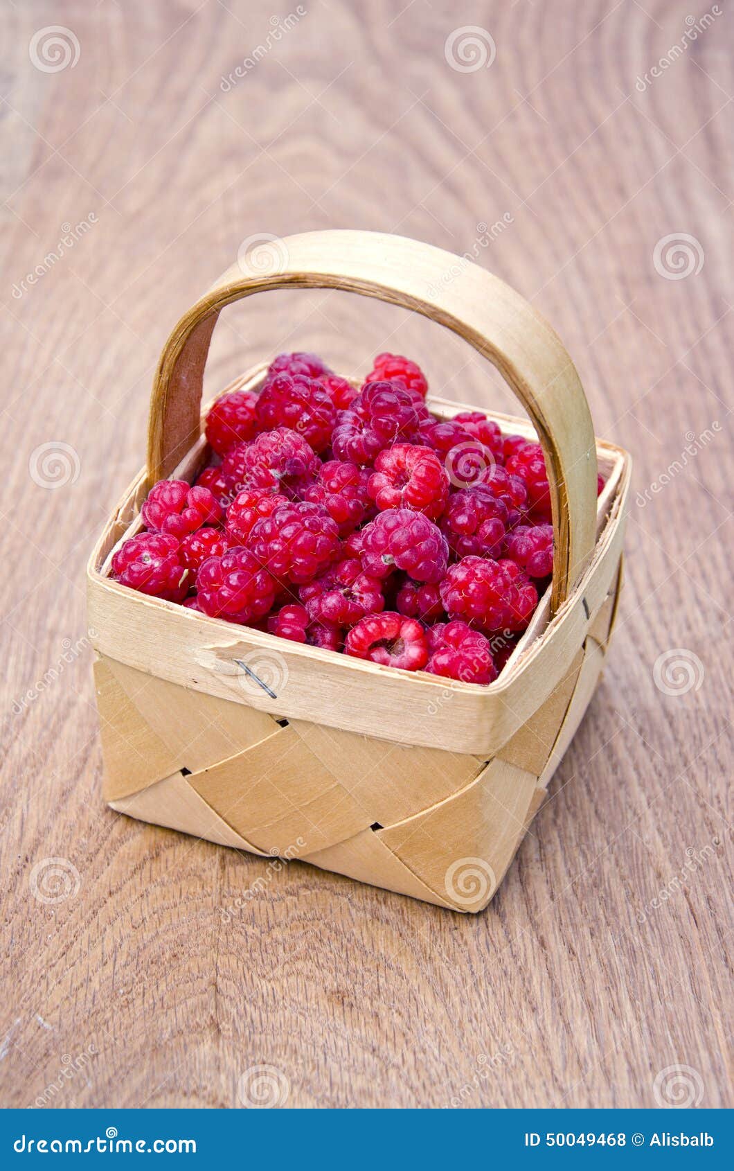 Fresh Summer Raspberry in Basket on Table Stock Photo - Image of ...