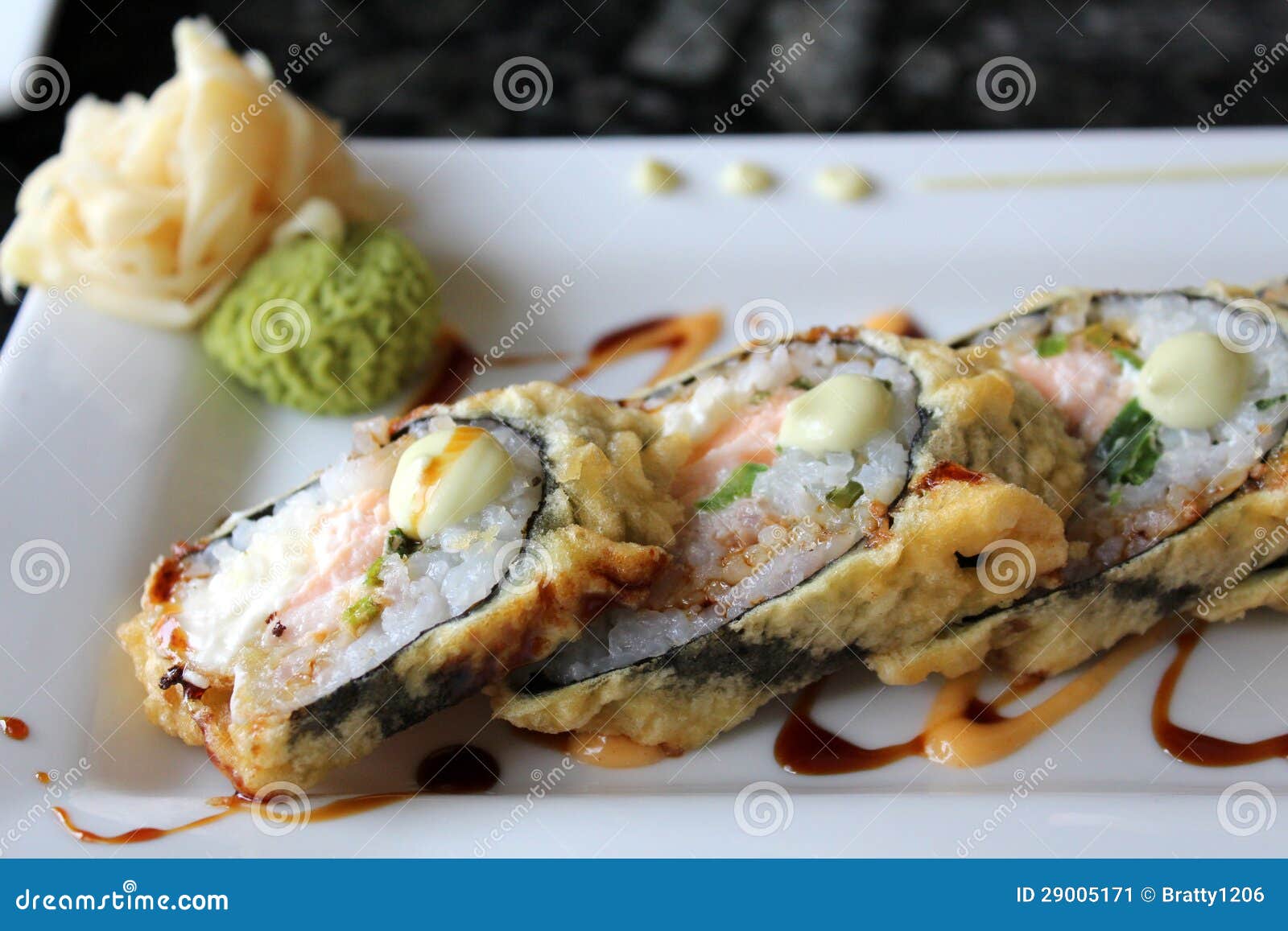 Fresh Sushi Mexican Roll and Ginger Stock Image - Image of handrolled ...