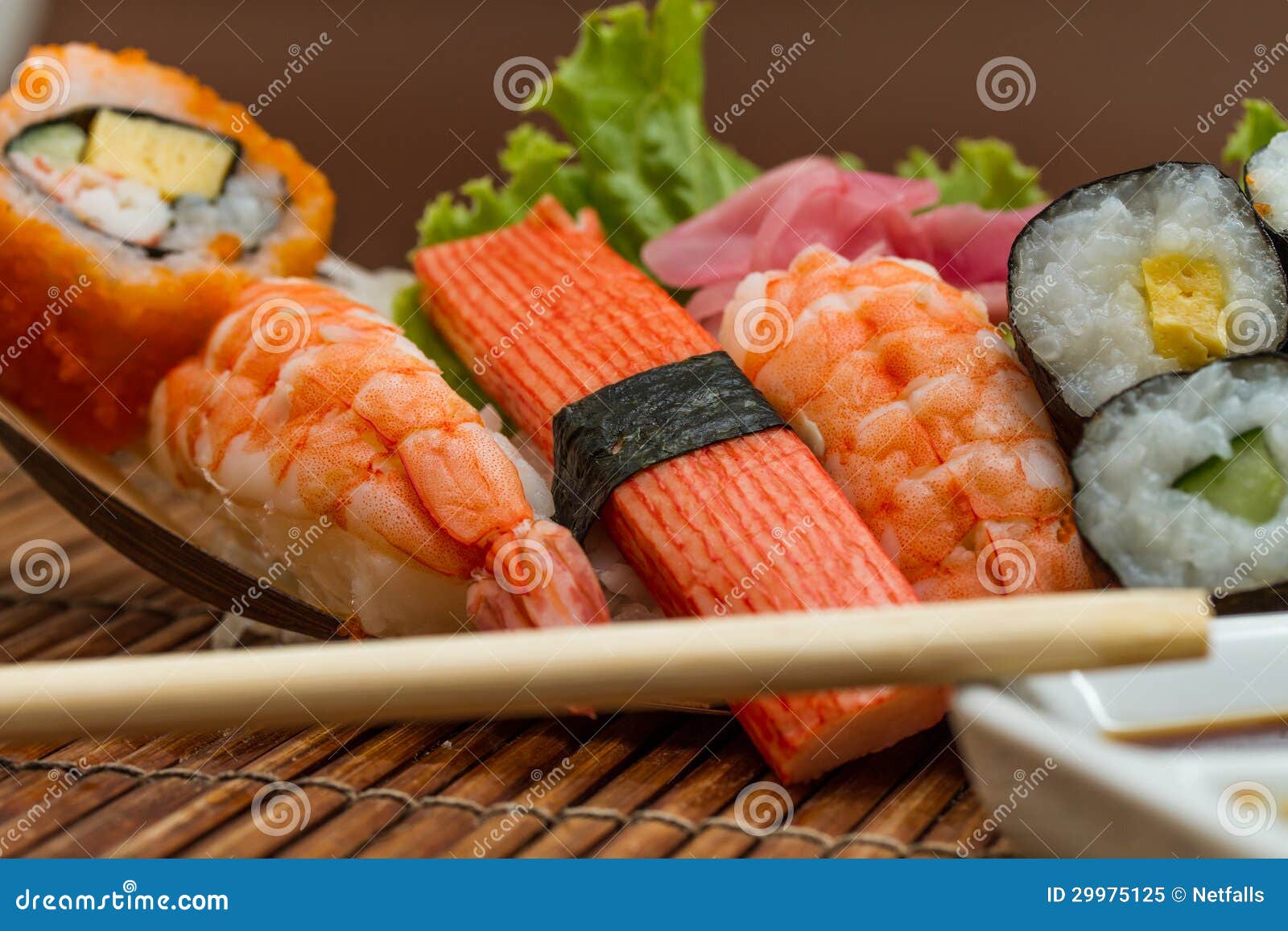 Yummy Fresh Sushi rolls stock image. Image of shrimp - 29975125