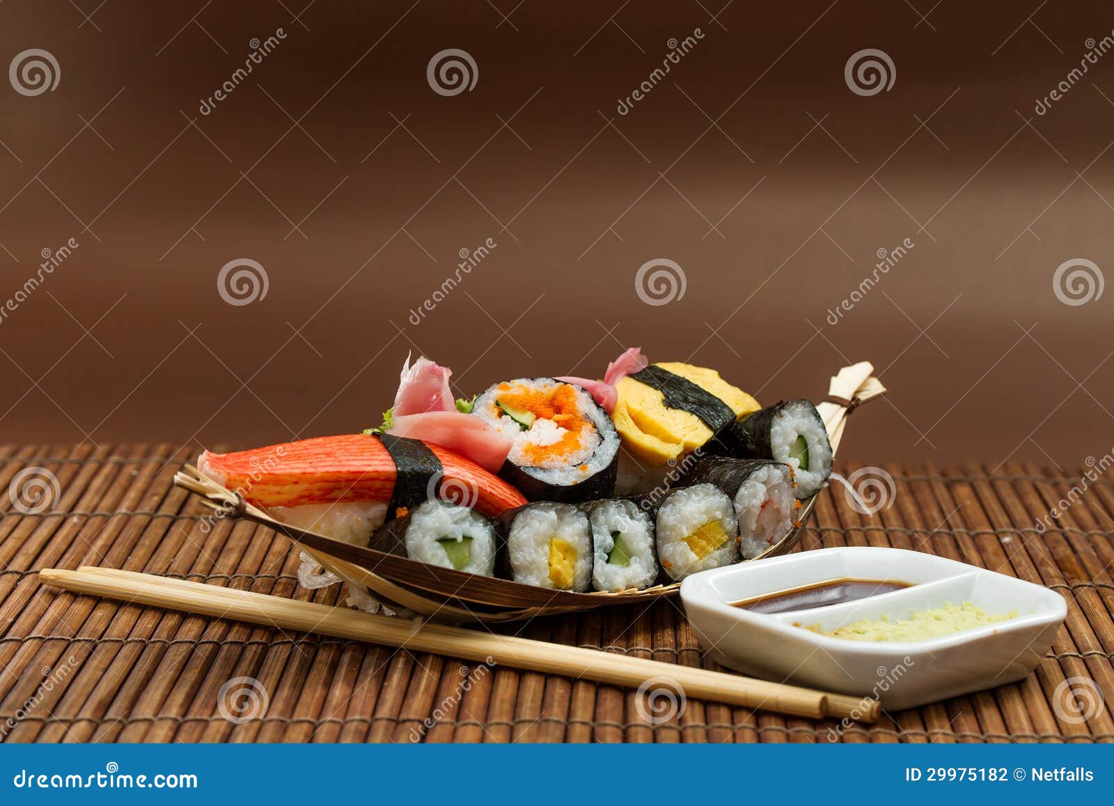 Yummy Fresh Sushi rolls stock photo. Image of shrimp - 29975182