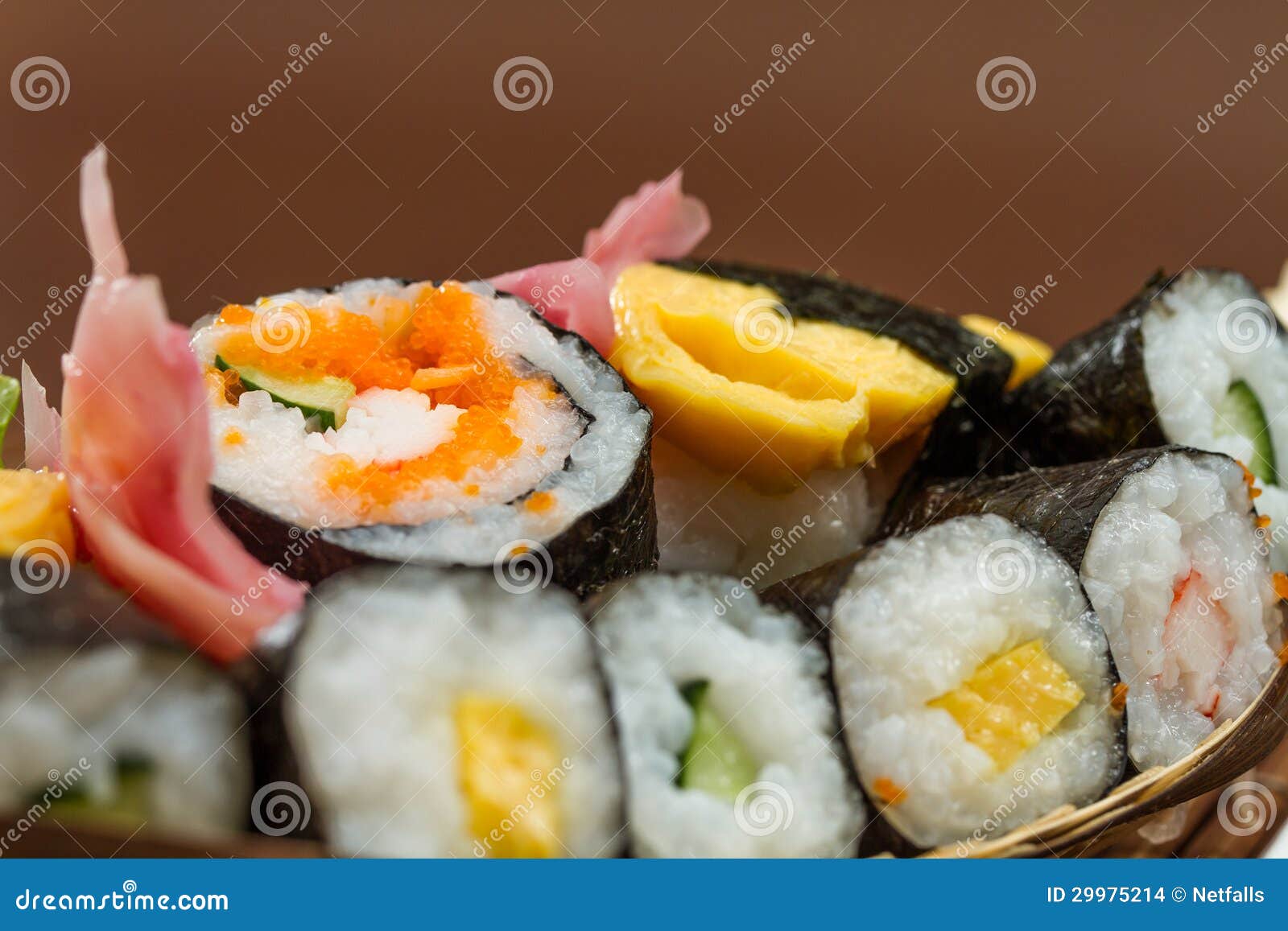 Yummy Fresh Sushi rolls stock photo. Image of bamboo - 29975214